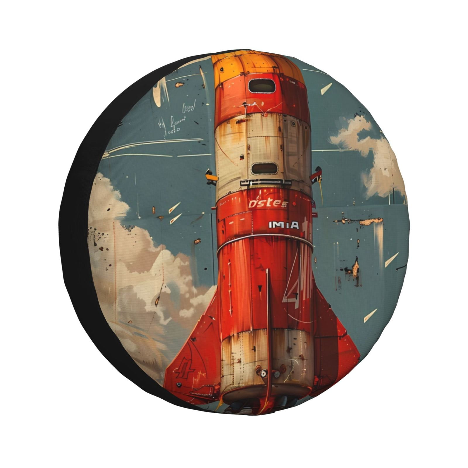 Luyuia Rusty Rocket Launch Print Waterproof Leather Tire Cover, Durable ...