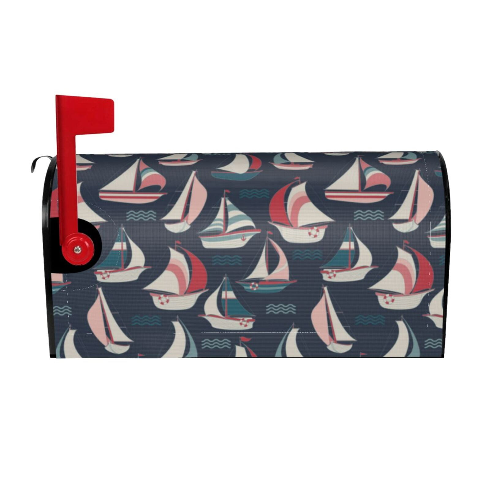 Luyuia Sailboat And Wave Print Magnetic Winter Mailbox Cover ...