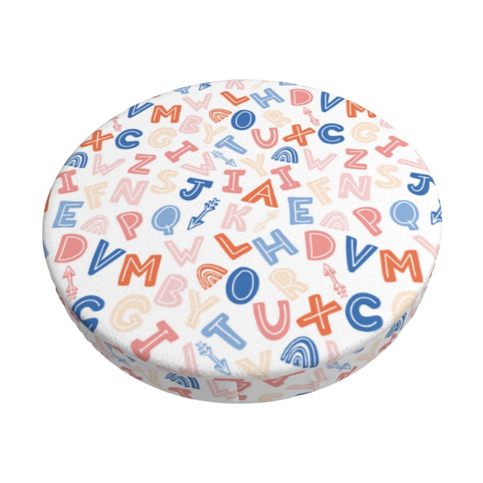 Luyuia Scandinavian Alphabet Print Bar Stool Cover Cushion, Round Seat ...