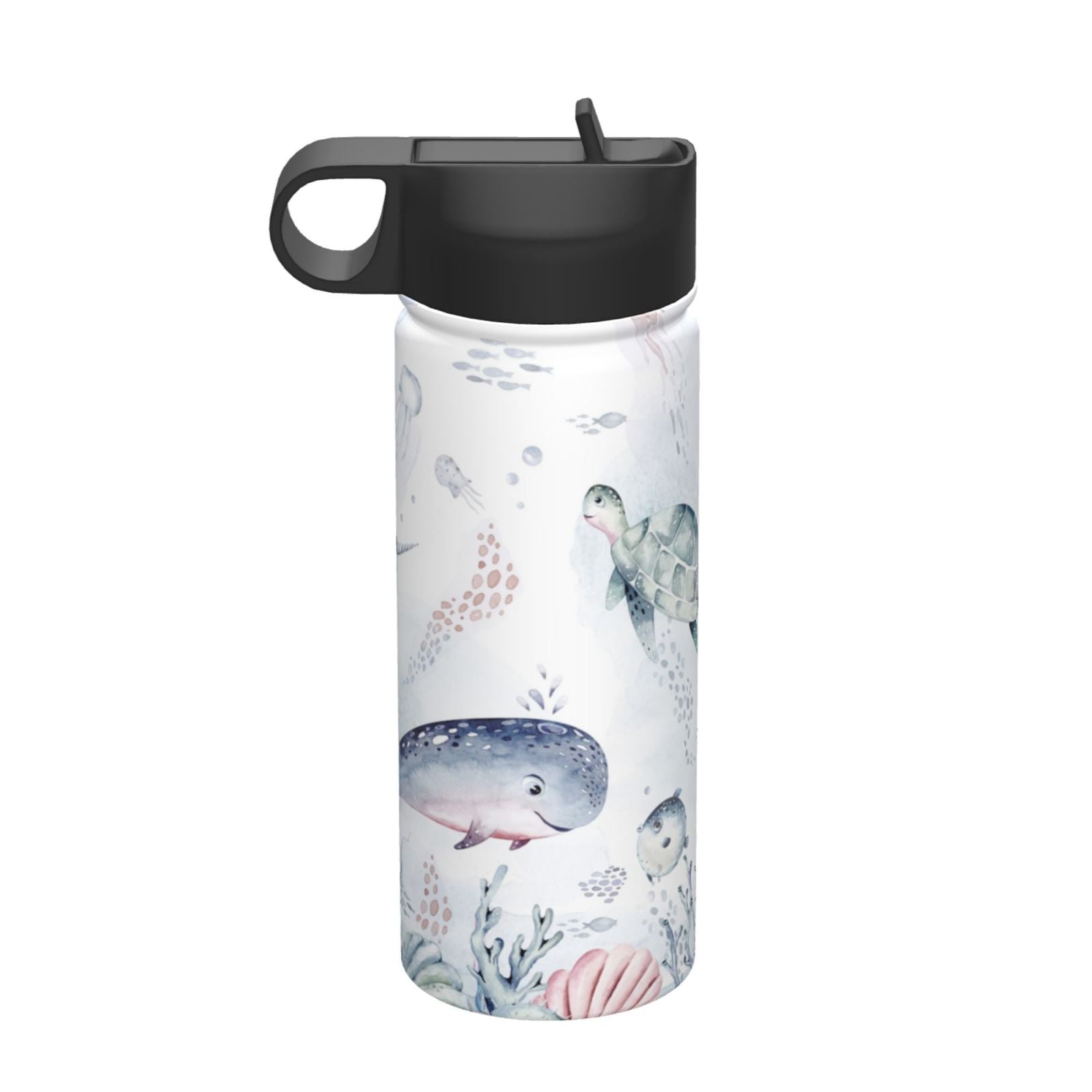 Luyuia Sea Animals Print 18oz Sports Insulated Kettle with Straw ...