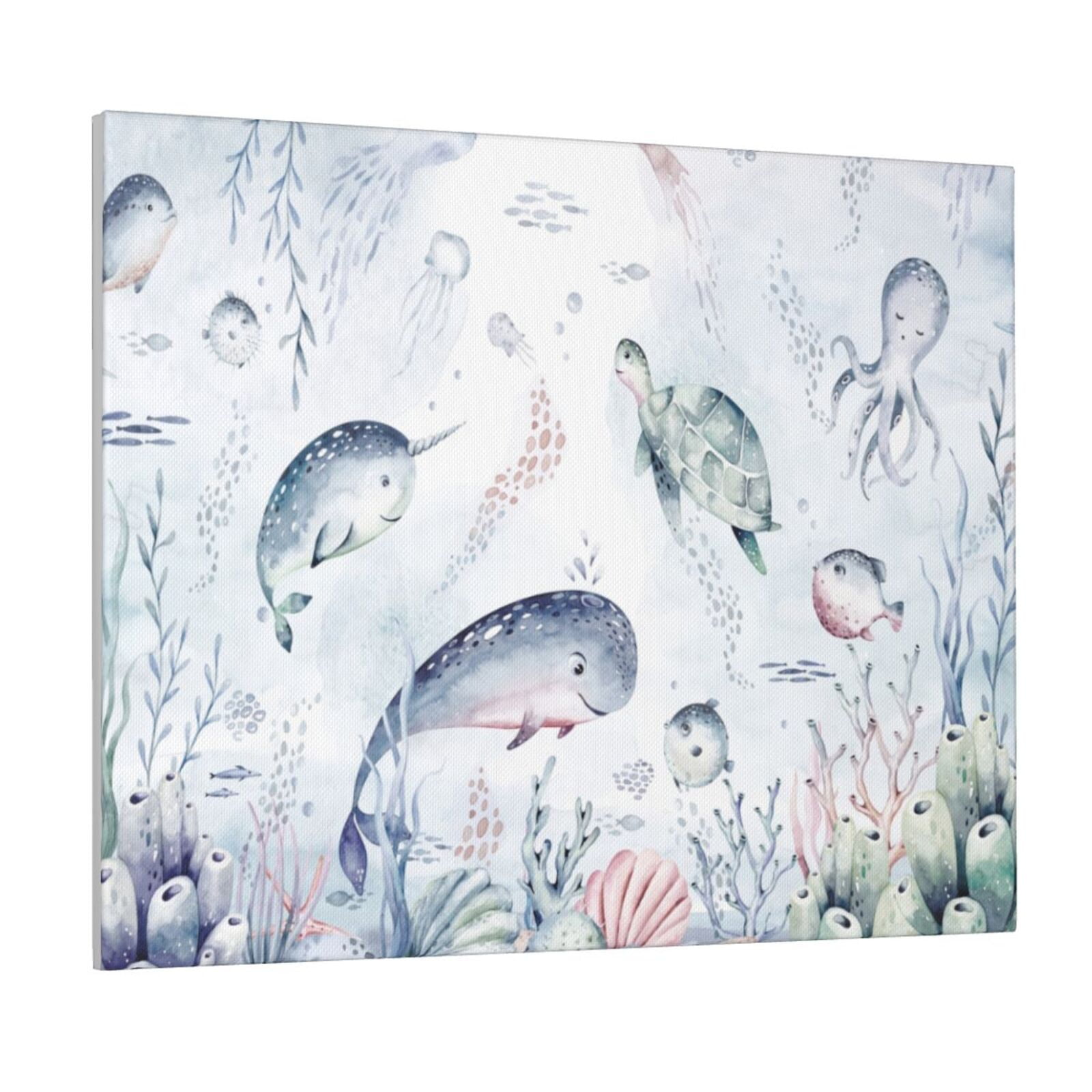 Luyuia Sea Animals Print Canvas Wall Art Print Paintings Modern Artwork ...