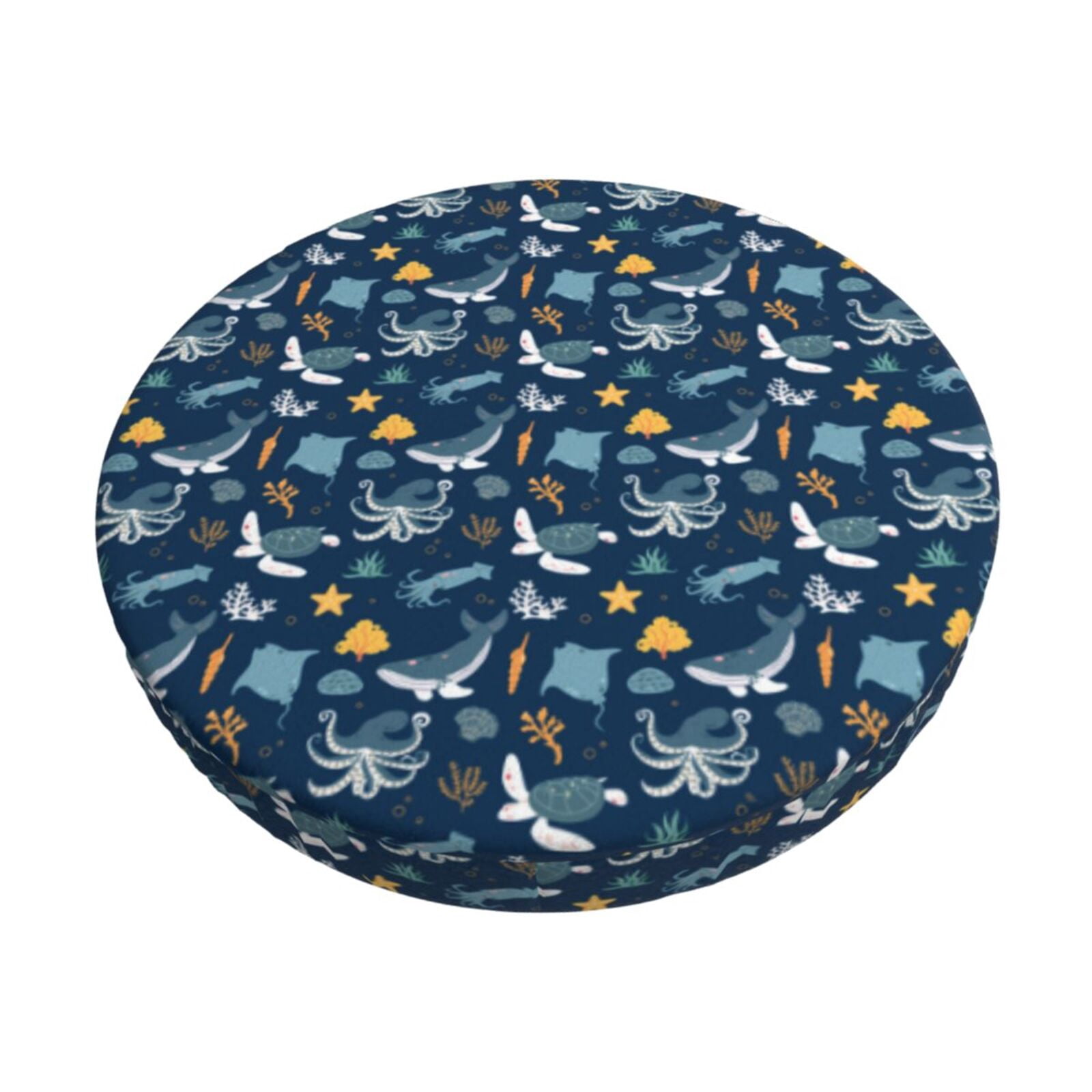 Luyuia Sea Turtle Print Bar Stool Cover Cushion, Round Seat Cushion for ...