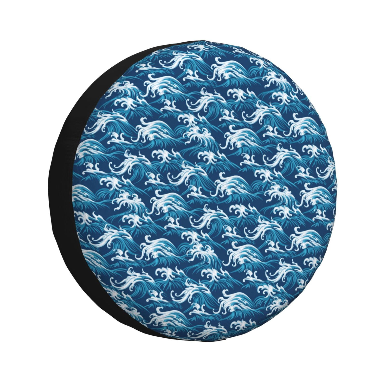 Luyuia Sea Water Wave Print Waterproof Leather Tire Cover, Durable ...