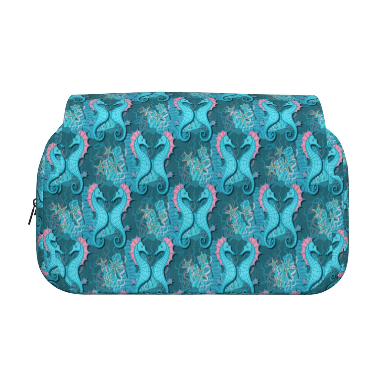 Luyuia Seahorse Pattern Double Zipper Pen Case Oxford Clamshell ...