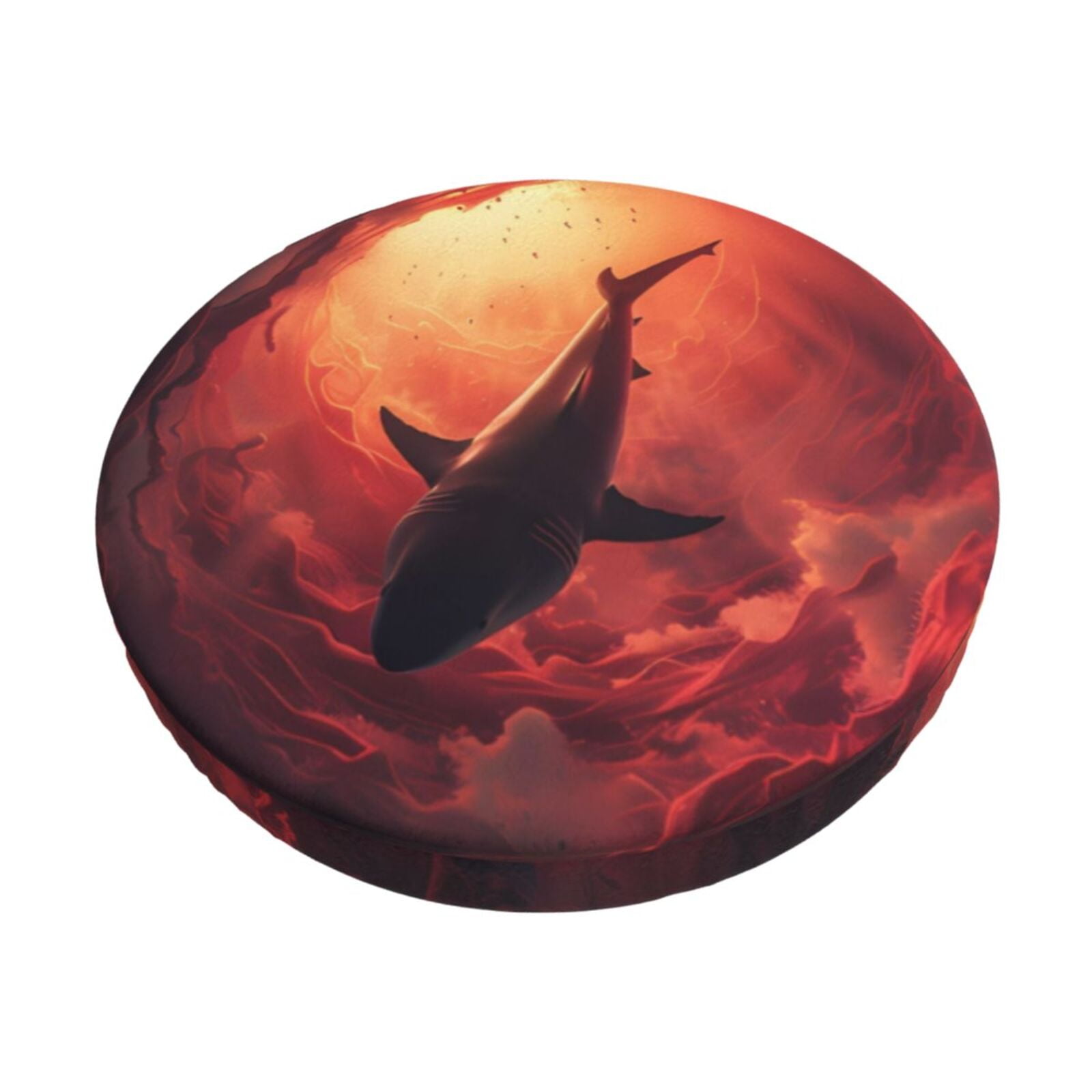 Luyuia Shark Underwater Vortex Print Bar Stool Cover Cushion, Round ...