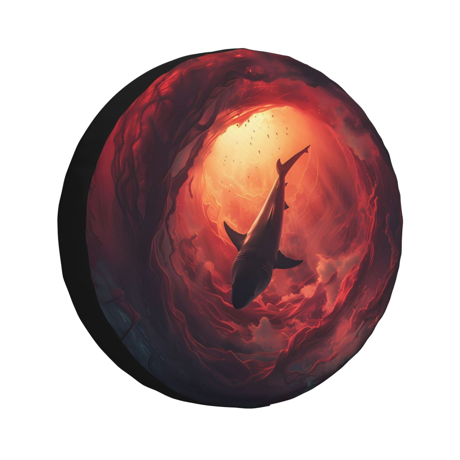 Luyuia Shark Underwater Vortex Print Waterproof Leather Tire Cover, Durable Wheel Protector for ...