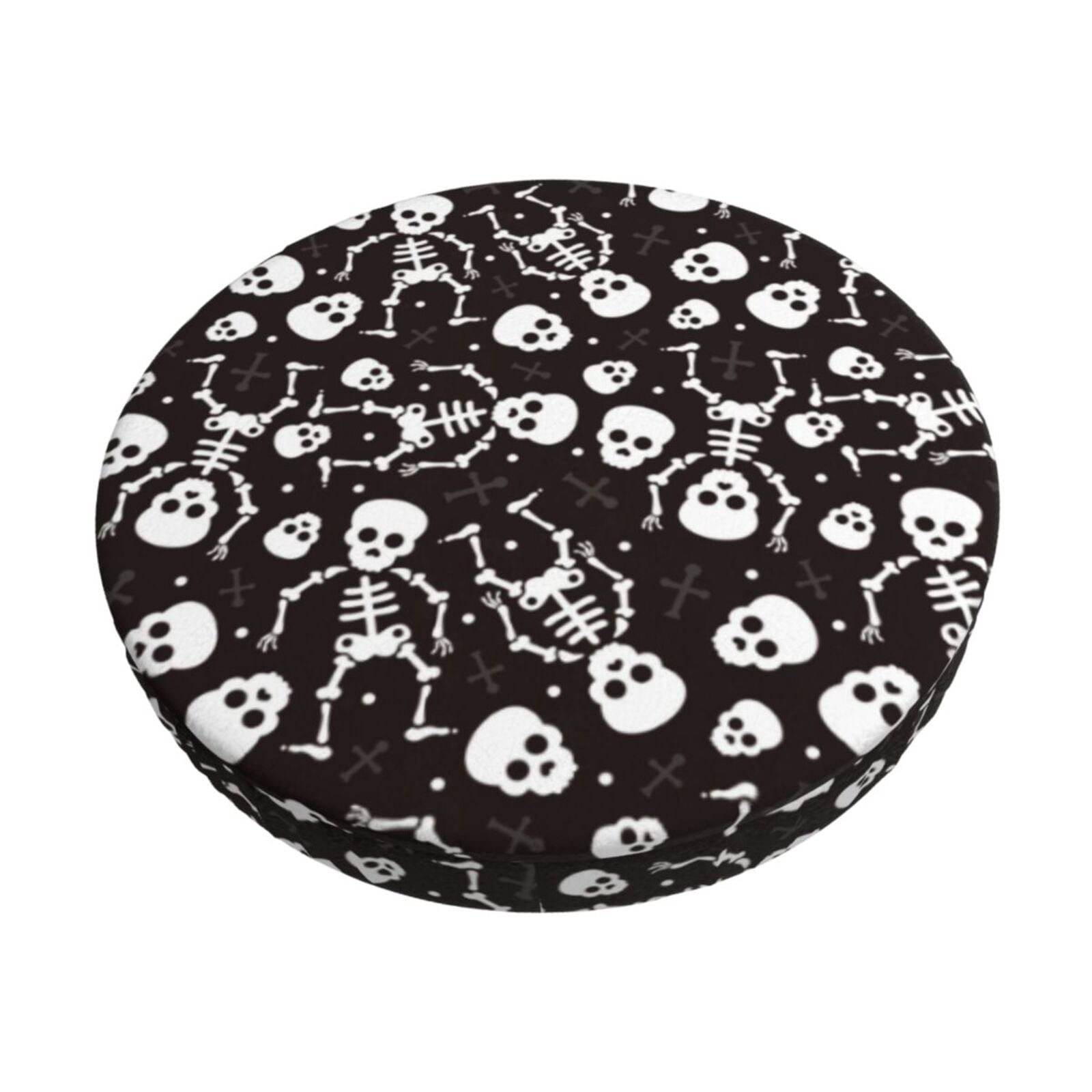 Luyuia Skeleton Print Bar Stool Cover Cushion, Round Seat Cushion for ...