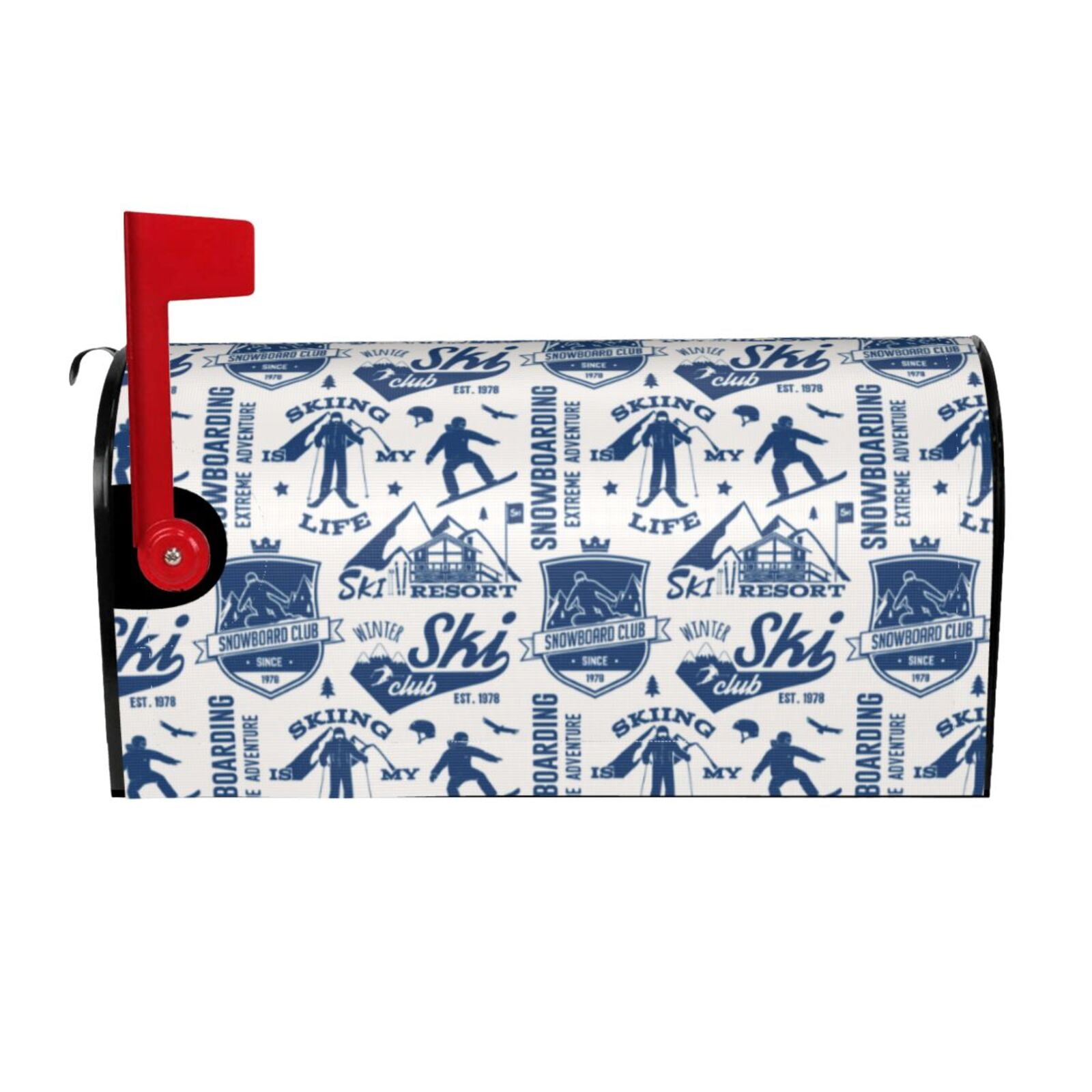 Luyuia Skiing Enthusiast Print Magnetic Winter Mailbox Cover ...