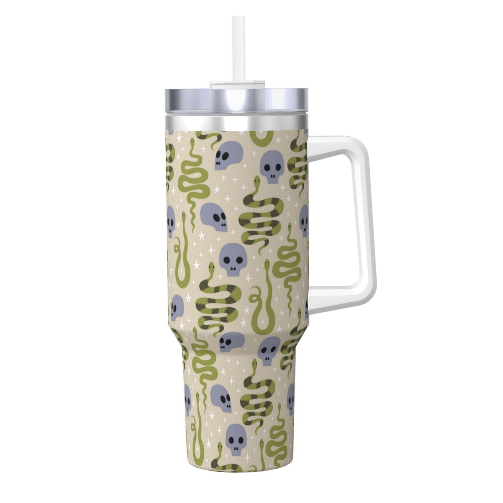 Luyuia Skull Snake Print Stainless Steel 40OZ Ice Bully Cup With Handle ...