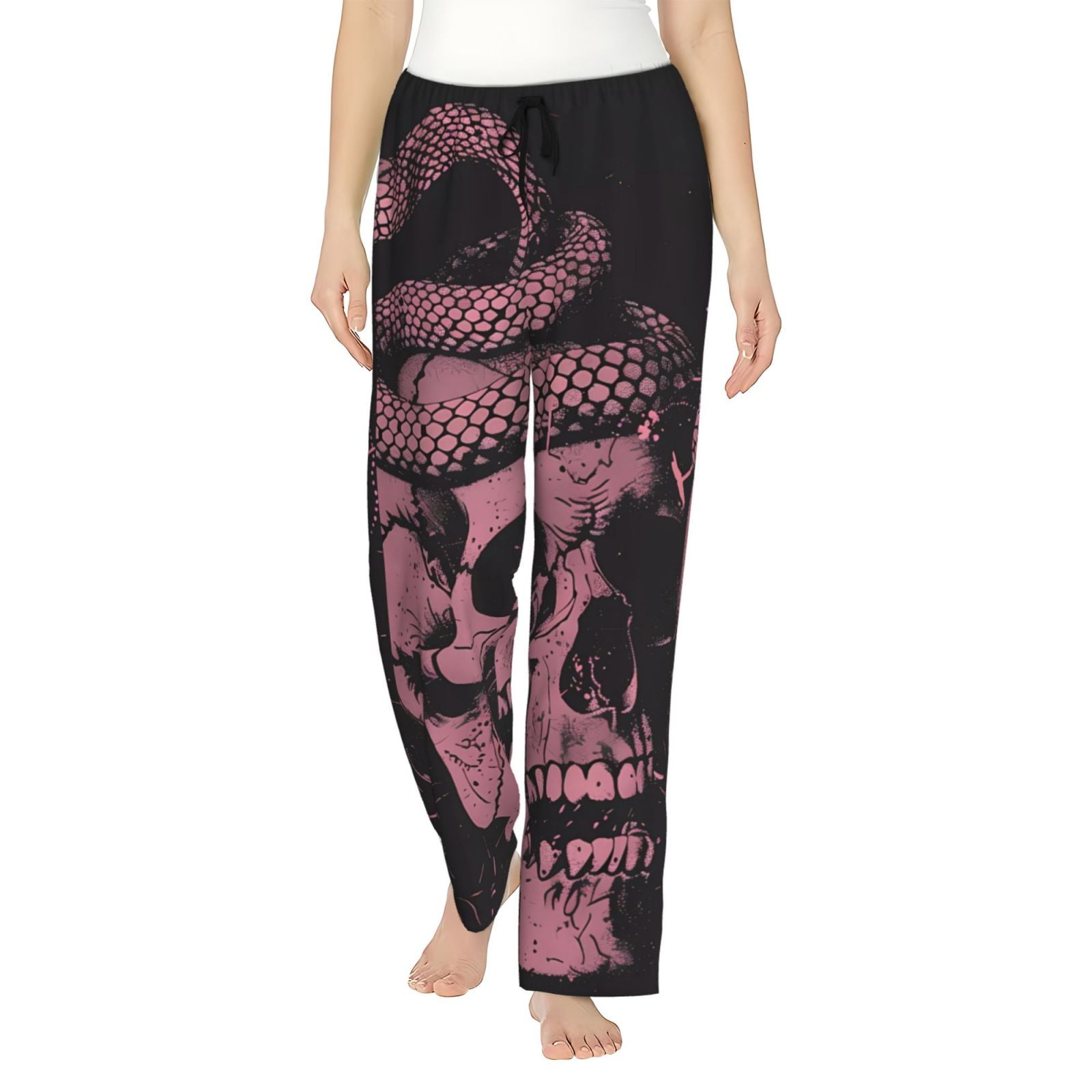 Luyuia Skull and Snake Art Print Women's Straight-Leg Lounge Pajama ...