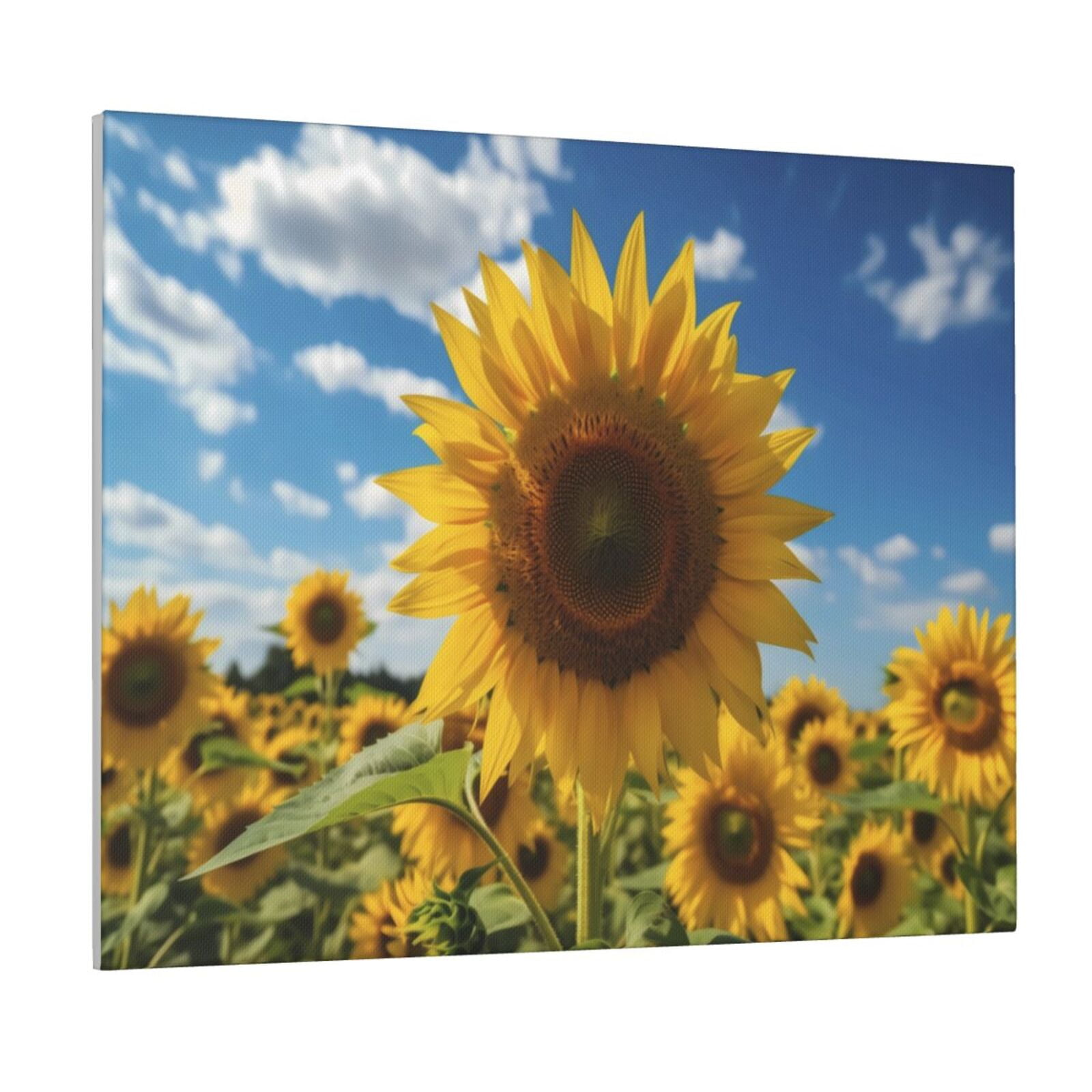 Luyuia Sky Golden Sunflower Field Print Canvas Wall Art Print Paintings ...