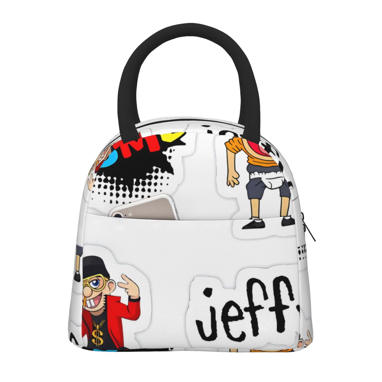 Luyuia Sml Jeffy Pattern Insulated Lunch Box Bag, Quilted Leakproof ...