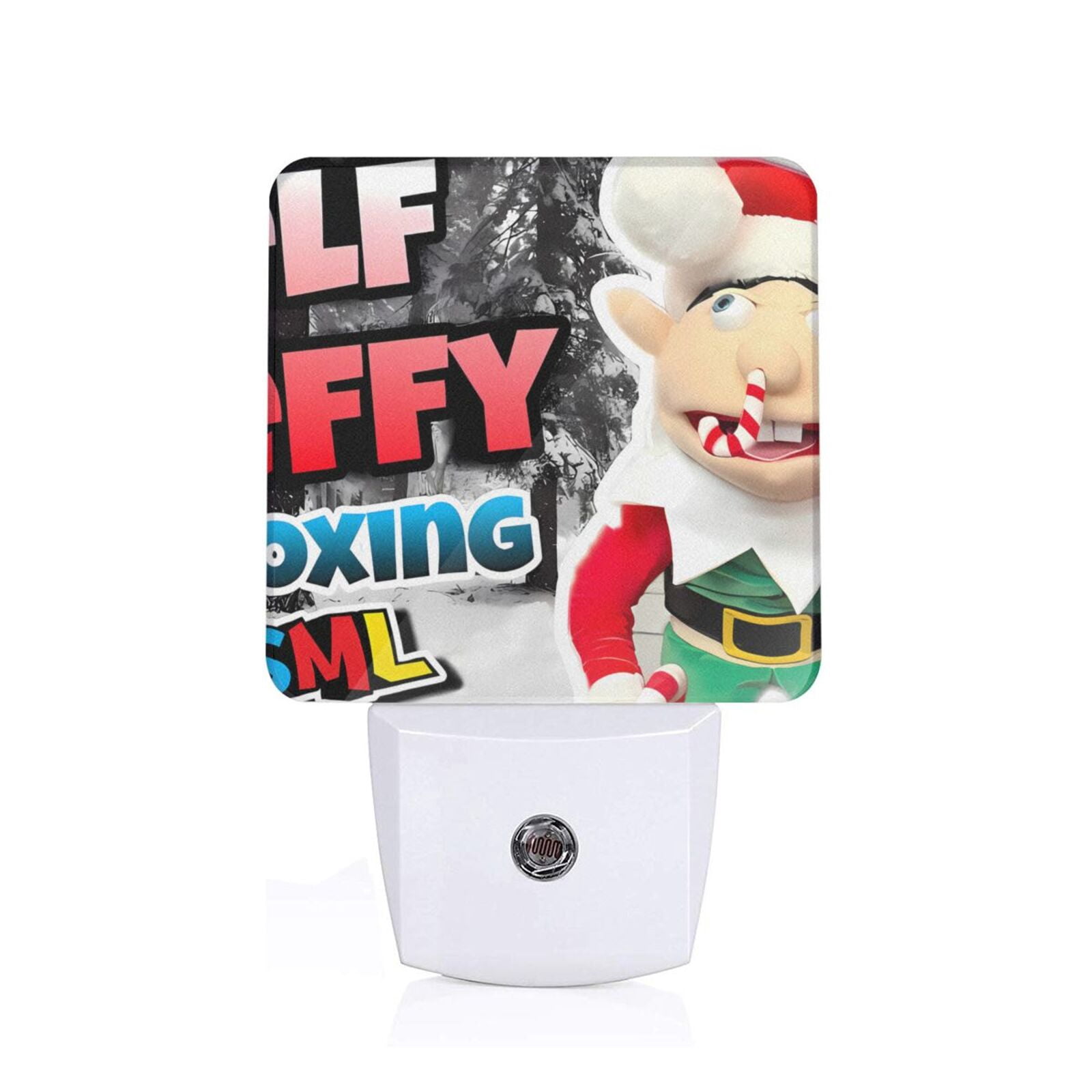 Luyuia Sml Jeffy Print Plug-in LED Night Light with Auto Dusk-to-Dawn ...