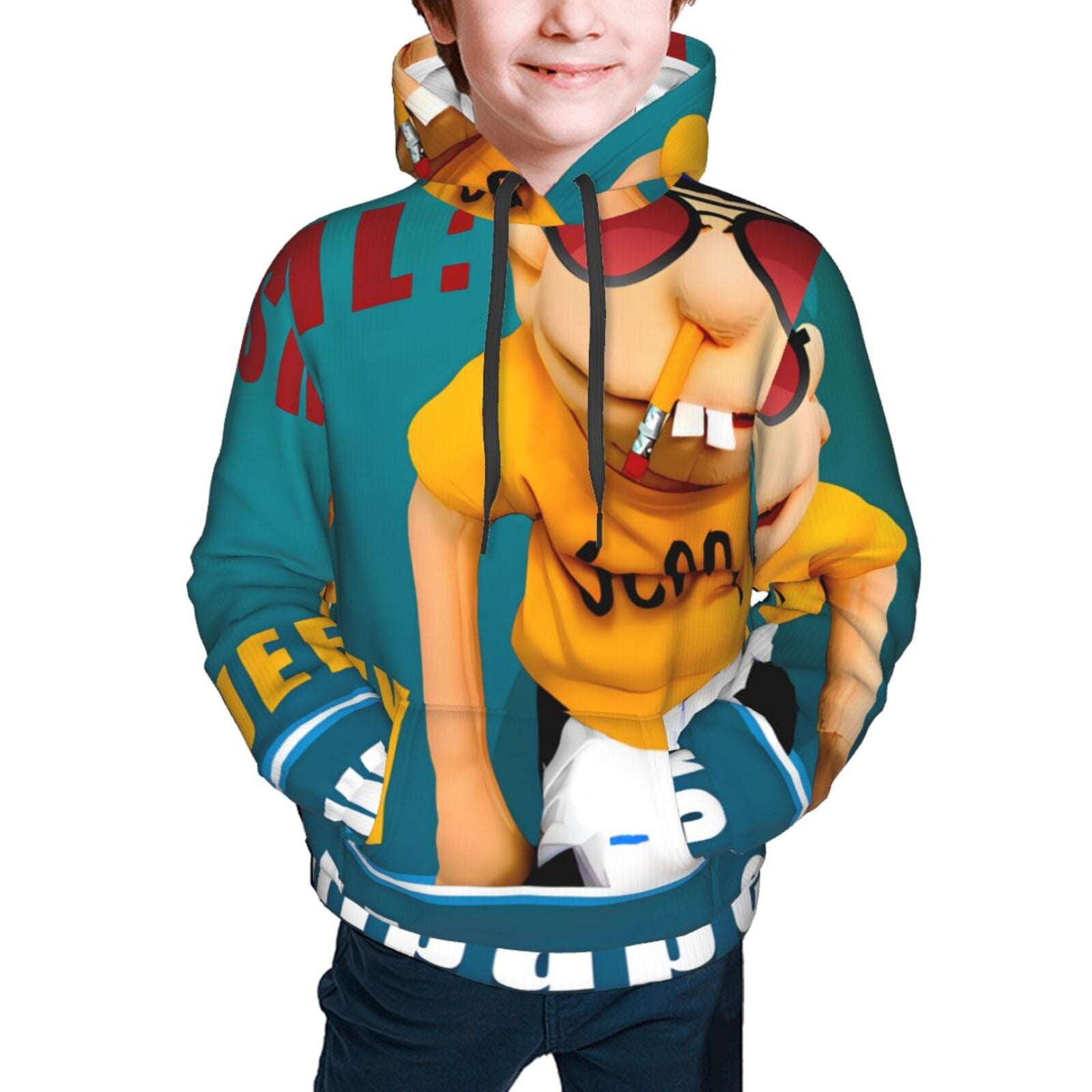 Luyuia Sml Jeffy Print Quality Kids Hooded Pullover Sweatshirt, Youth ...
