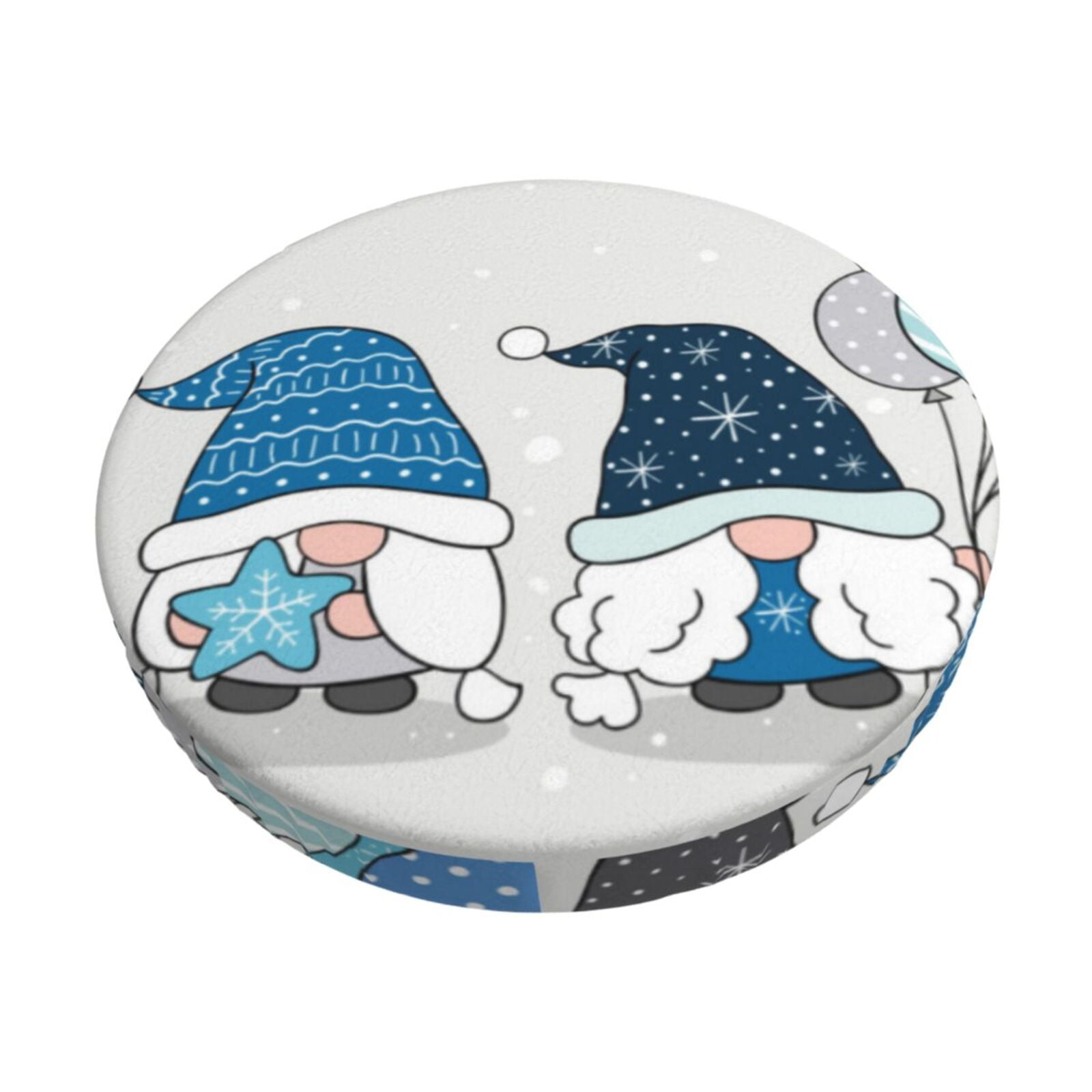 Luyuia Snow Gnome for Winter Print Bar Stool Cover Cushion, Round Seat ...