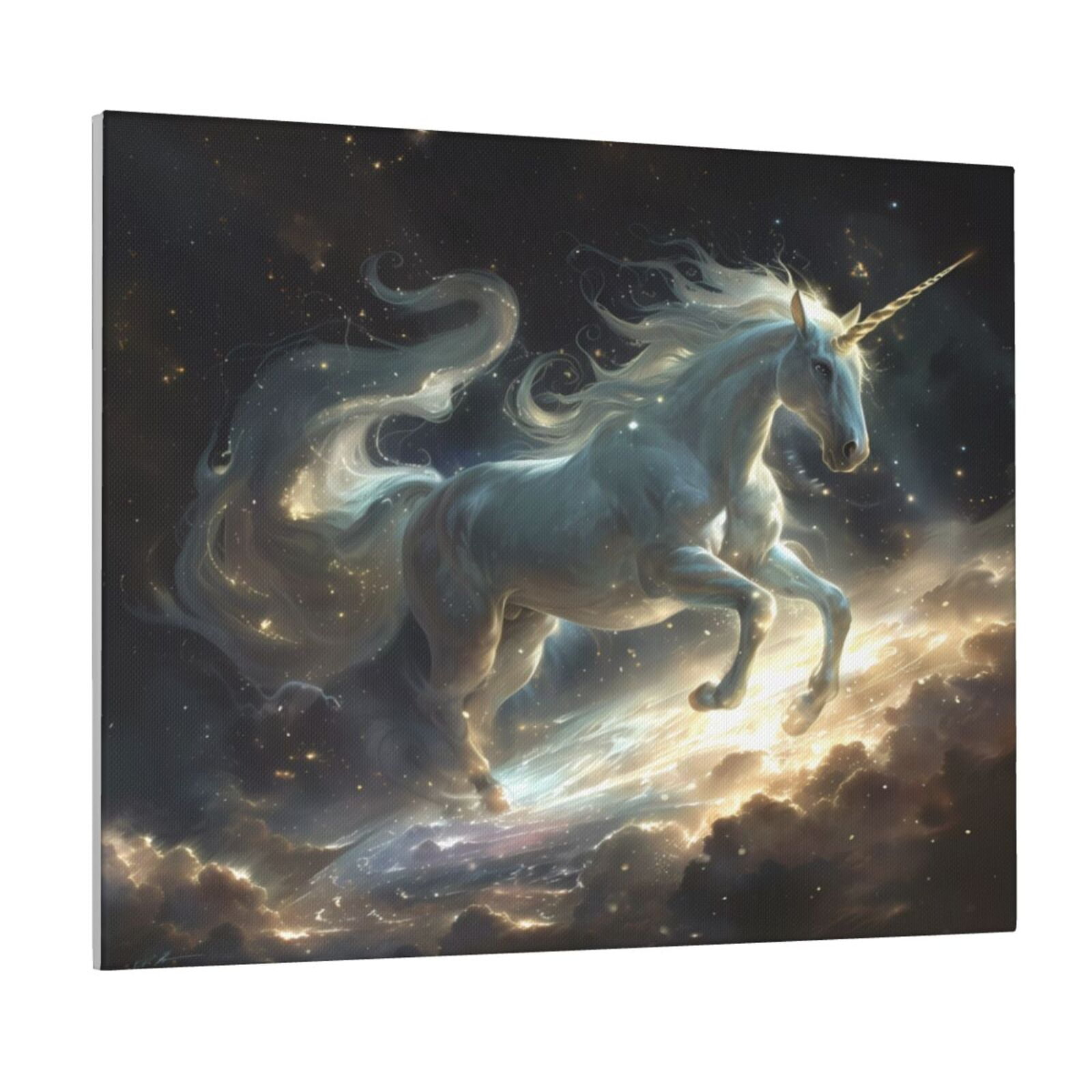 Luyuia Space White Horse Print Canvas Wall Art Print Paintings Modern ...