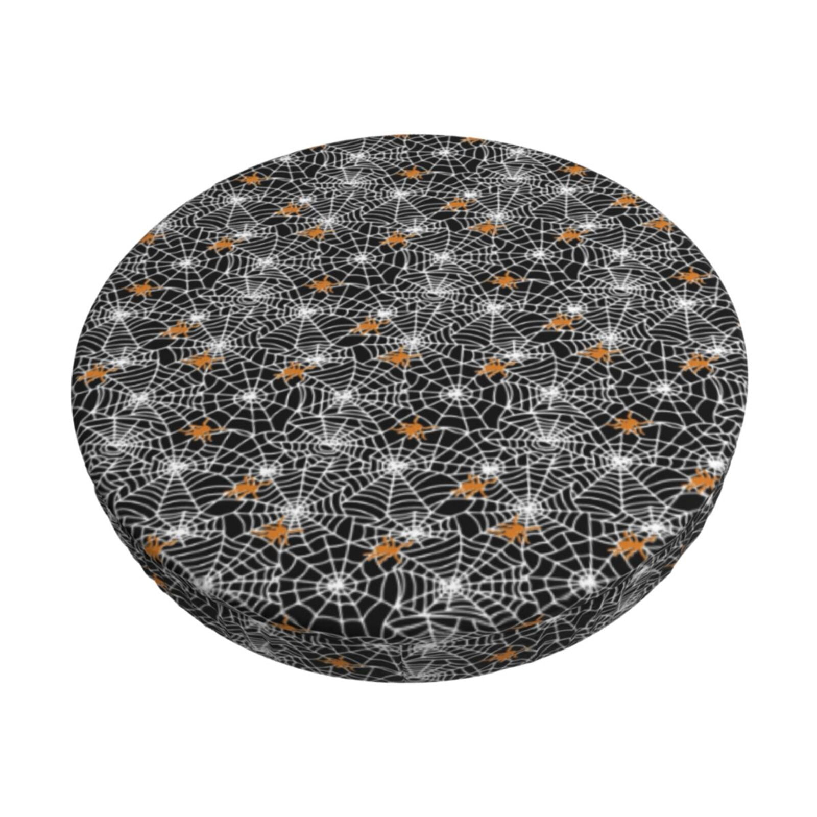 Luyuia Spider Cobweb Print Bar Stool Cover Cushion, Round Seat Cushion ...