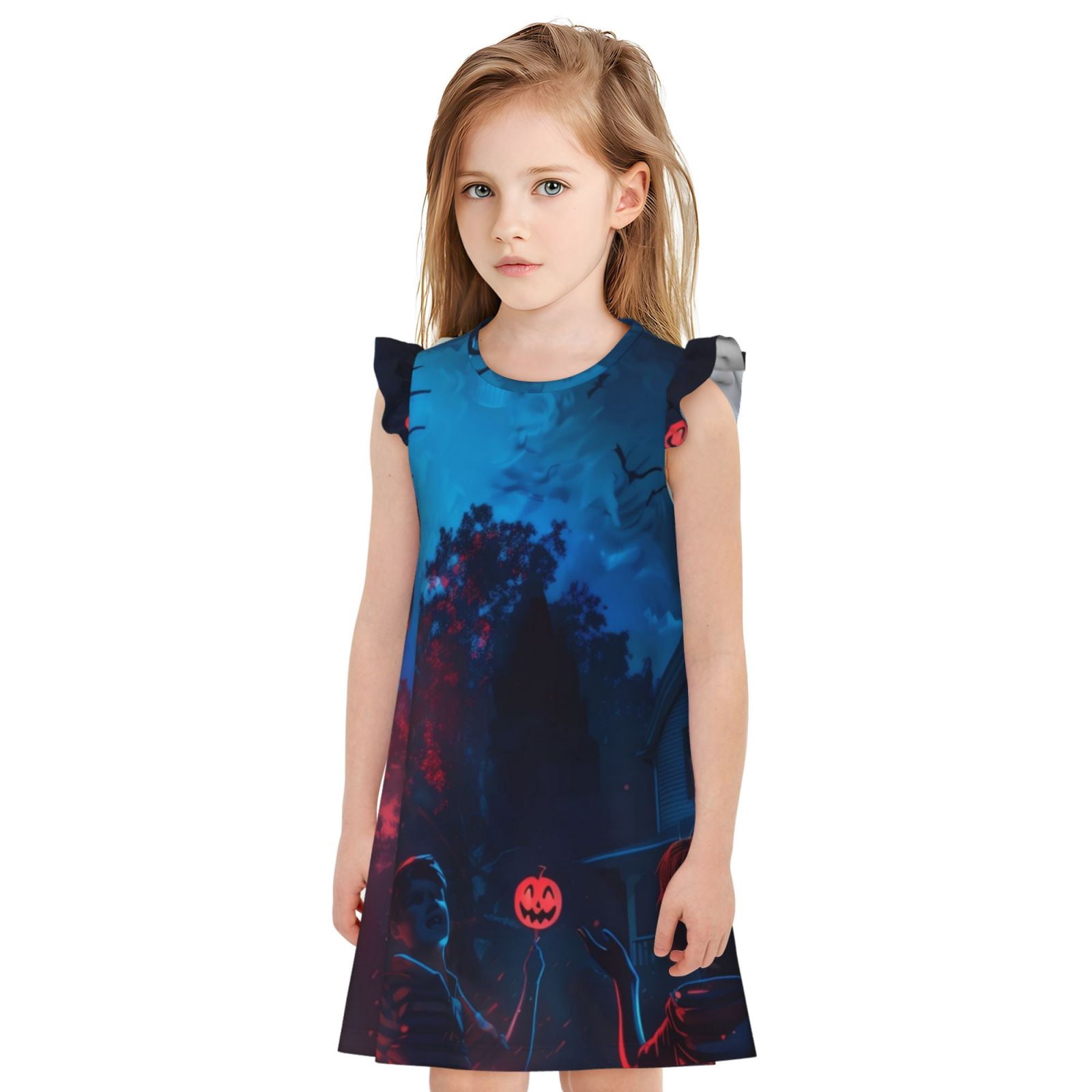Luyuia Spooky Halloween Night Scene Print Girls' Princess Nightgown ...