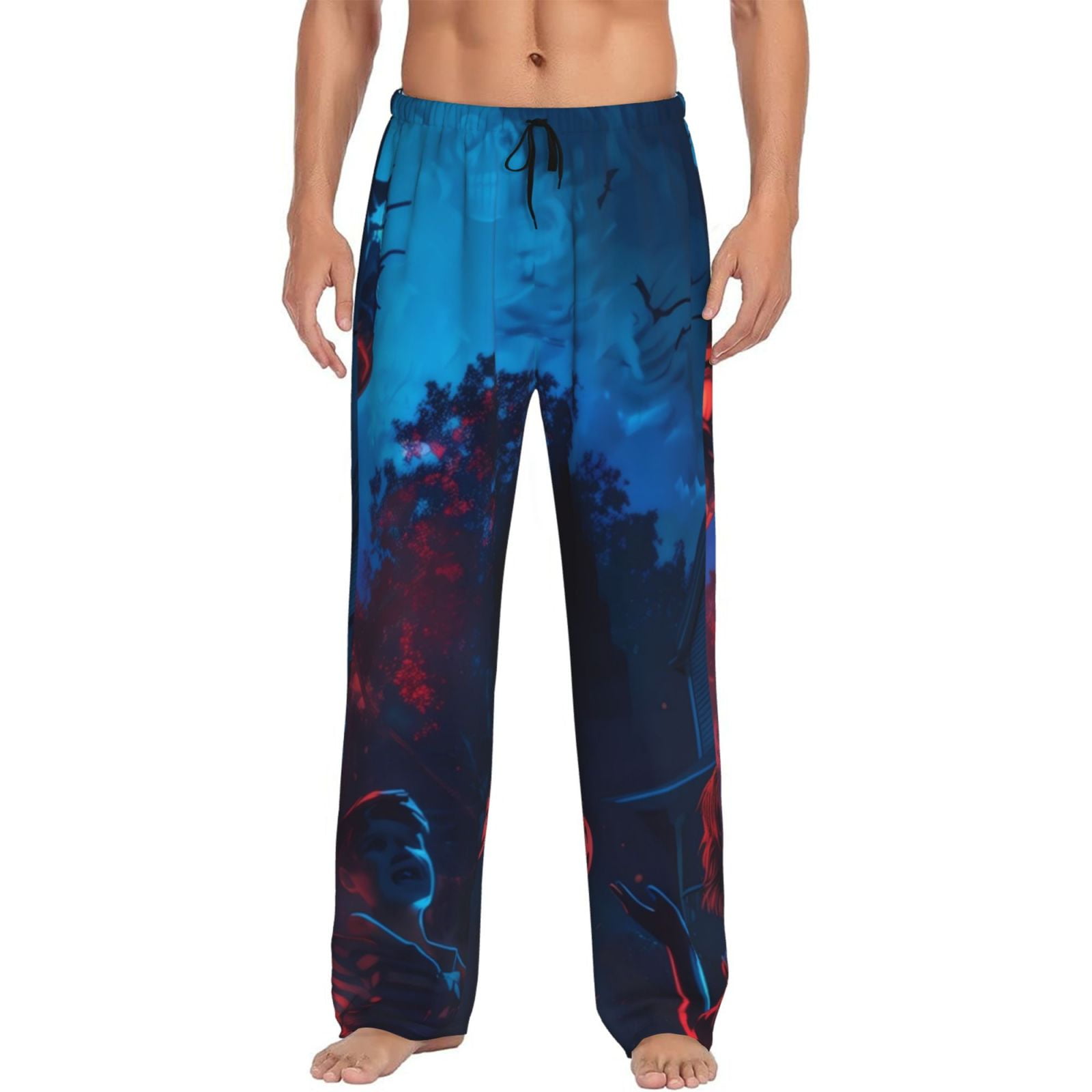 Luyuia Spooky Halloween Night Scene Print Men's Straight Lounge Pajama ...