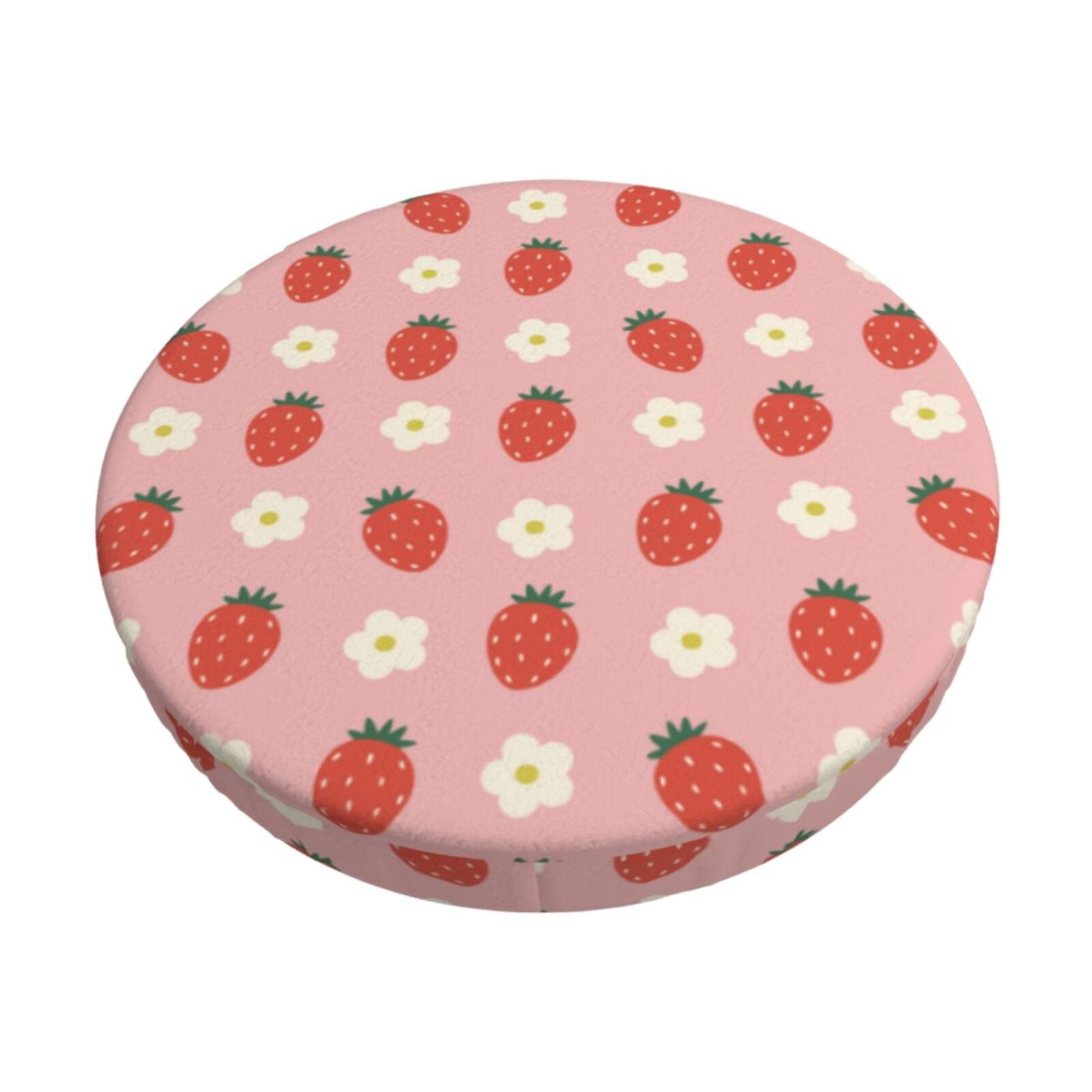 Luyuia Strawberry Print Bar Stool Cover Cushion, Round Seat Cushion for ...