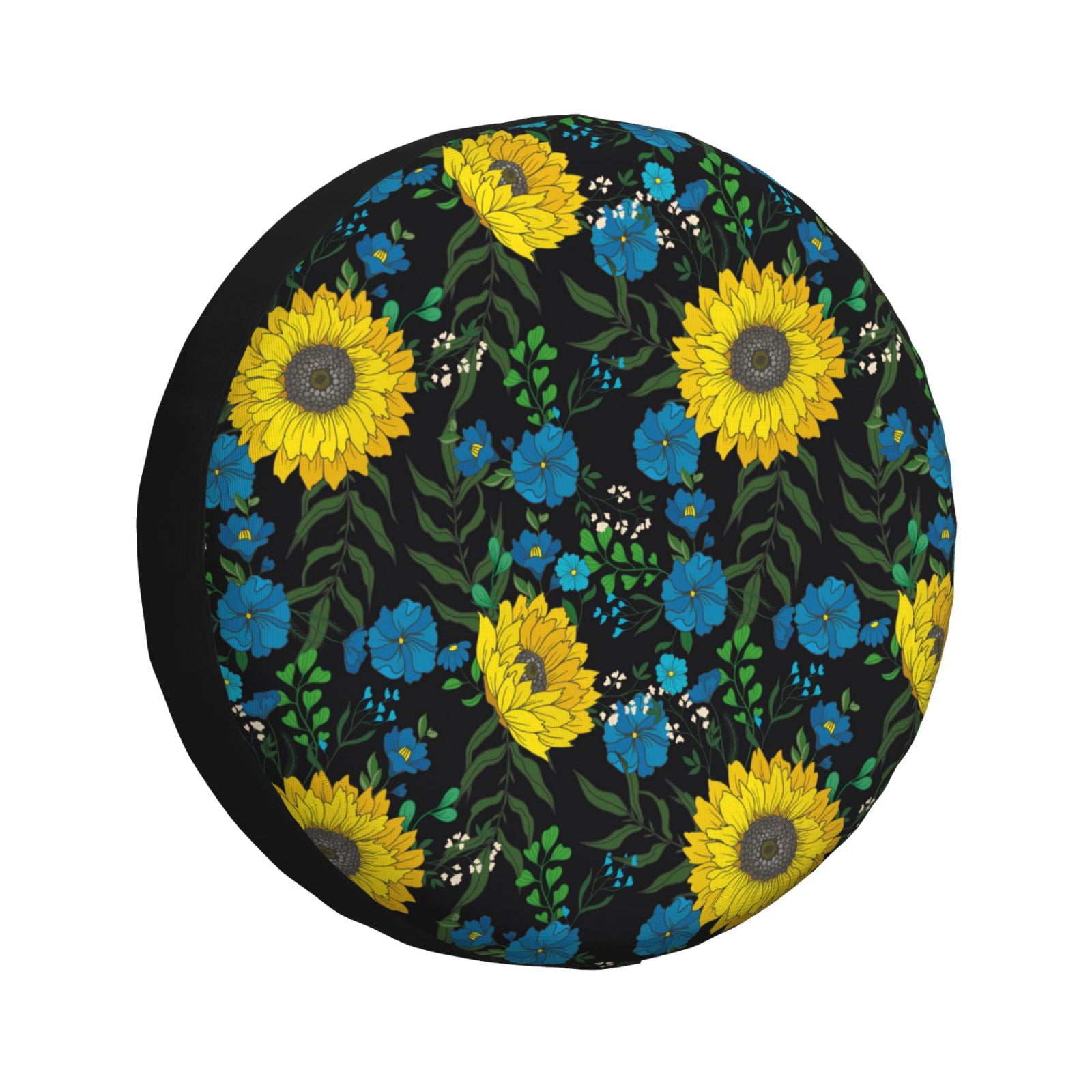 Luyuia Sunflowers And Blue Flower Print Waterproof Leather Tire Cover ...