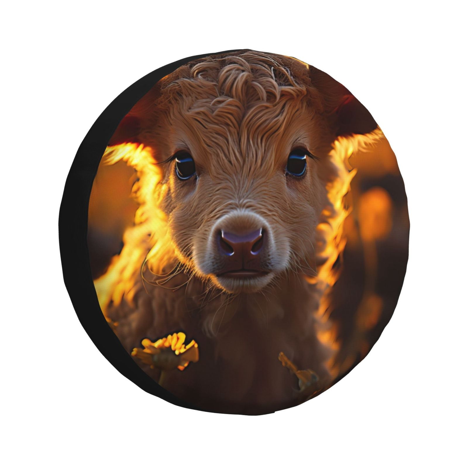 Luyuia Sunset Sunflower Cow Print Waterproof Leather Tire Cover ...