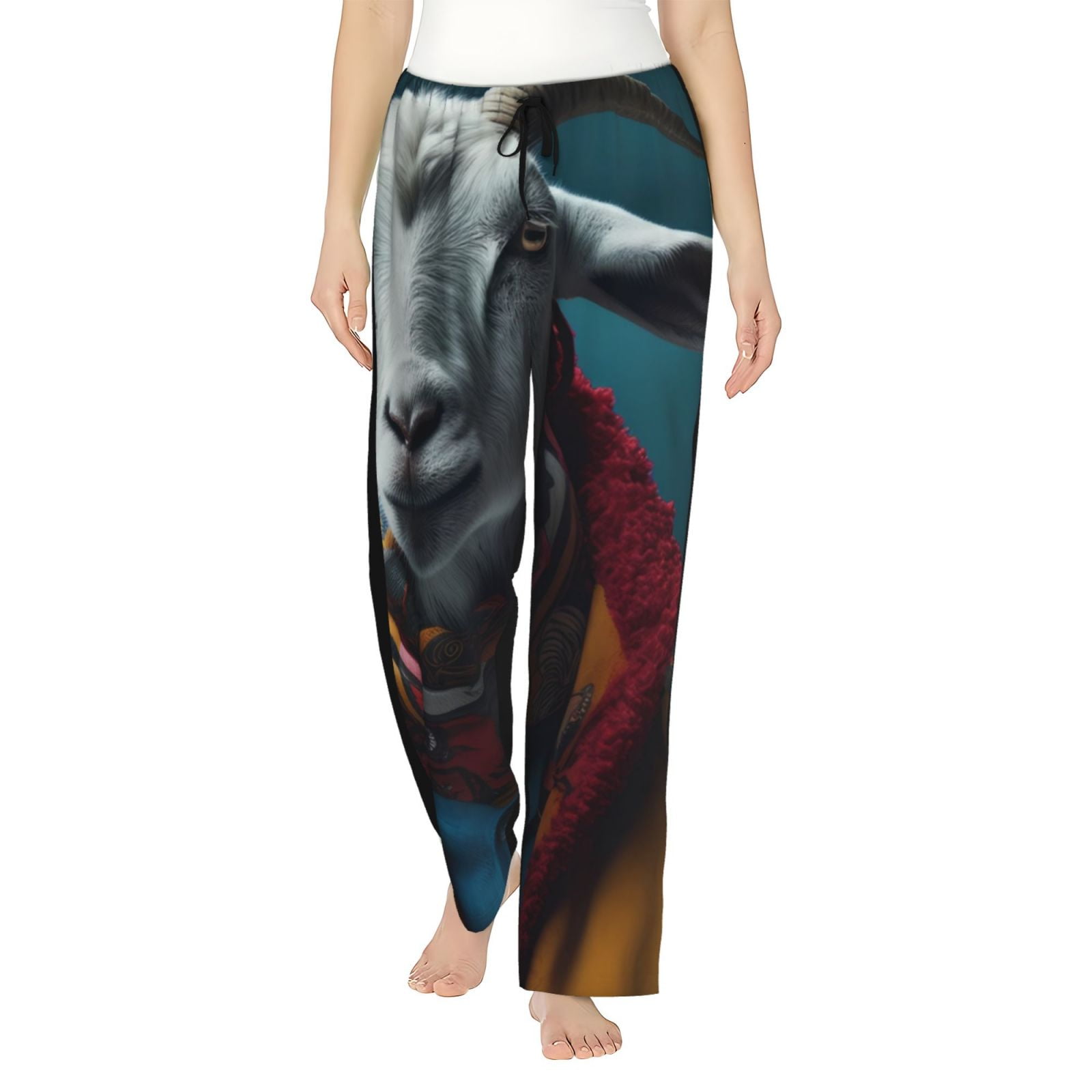 Luyuia Surrealist Goat Print Women's Straight-Leg Lounge Pajama Pants ...