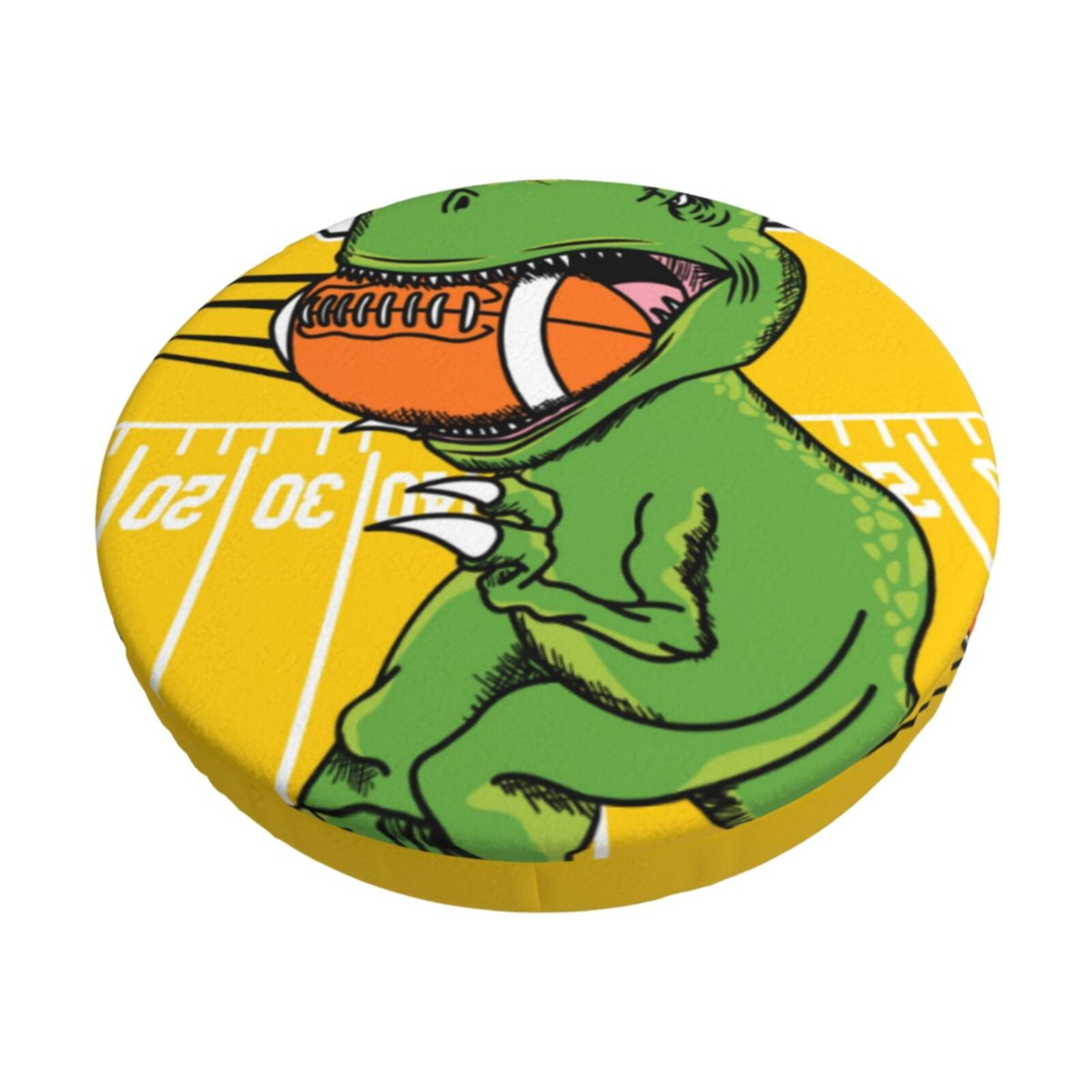 Luyuia T-Rex Playing Football Print Bar Stool Cover Cushion, Round Seat ...