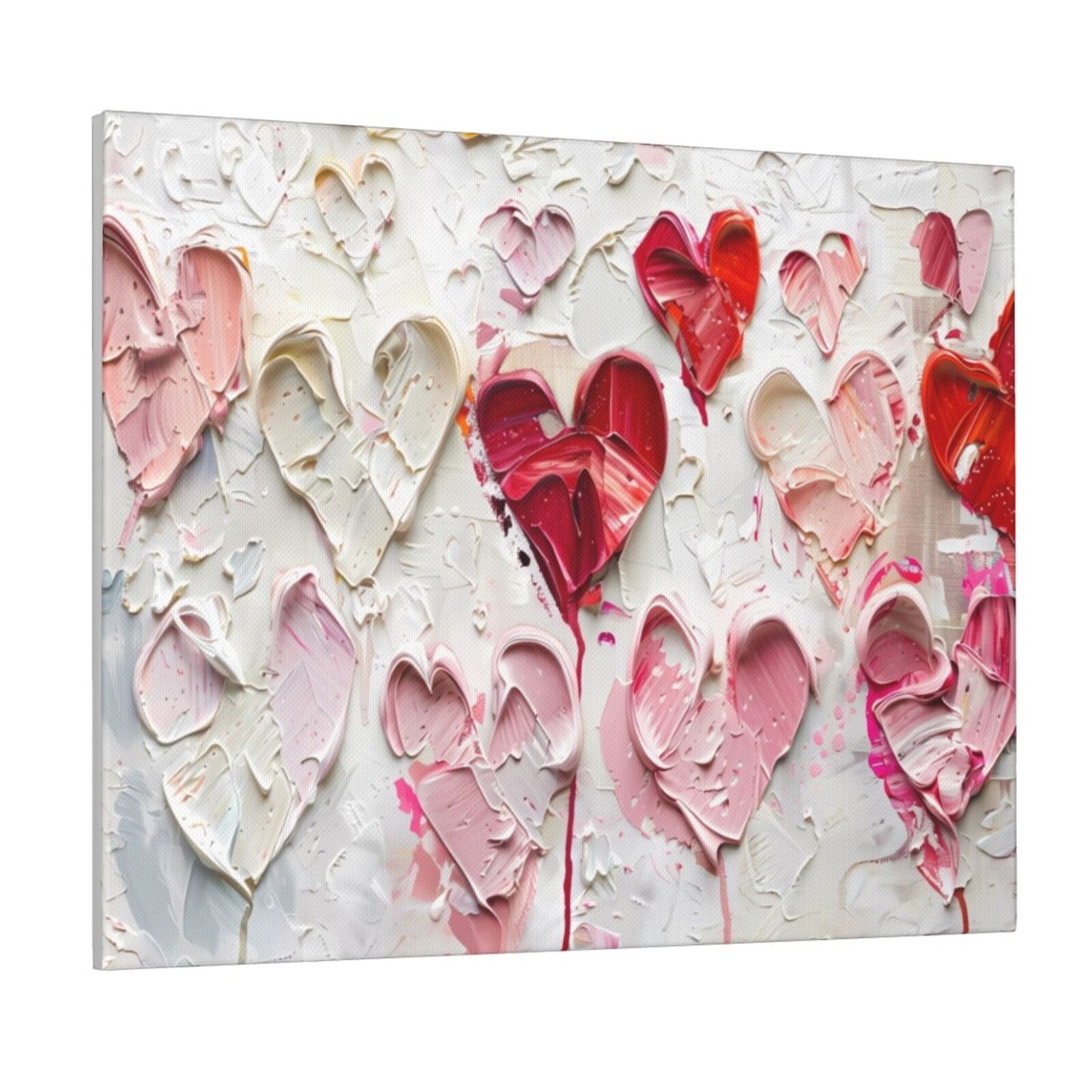 Luyuia Textured Heart Abstract Art Print Canvas Wall Art Print ...