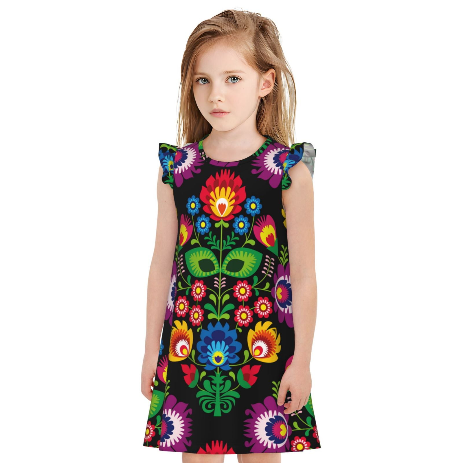 Luyuia Traditional Floral Polish Print Girls' Princess Nightgown ...
