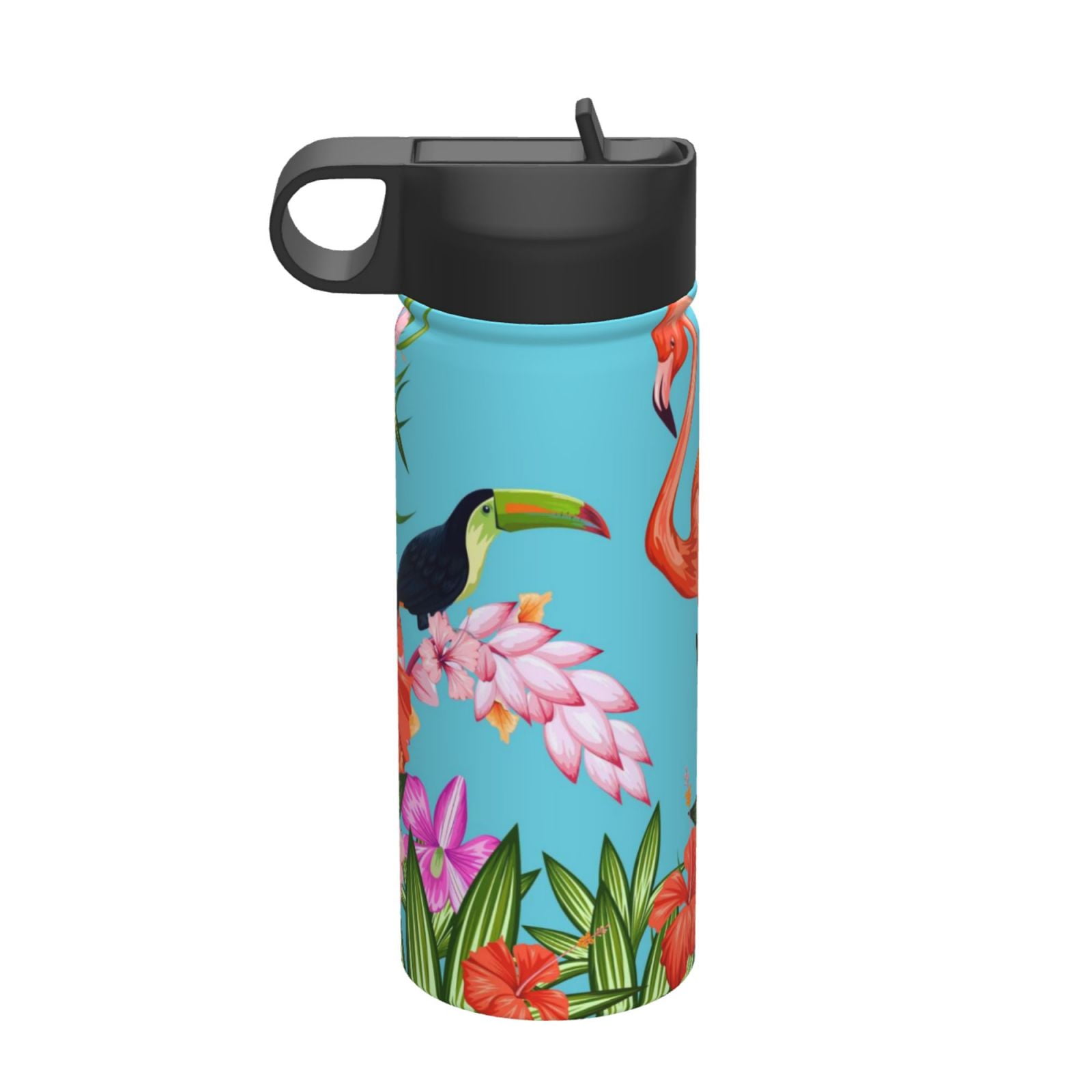 Luyuia Tropical Jungle Flamingo Print 18oz Sports Insulated Kettle with ...