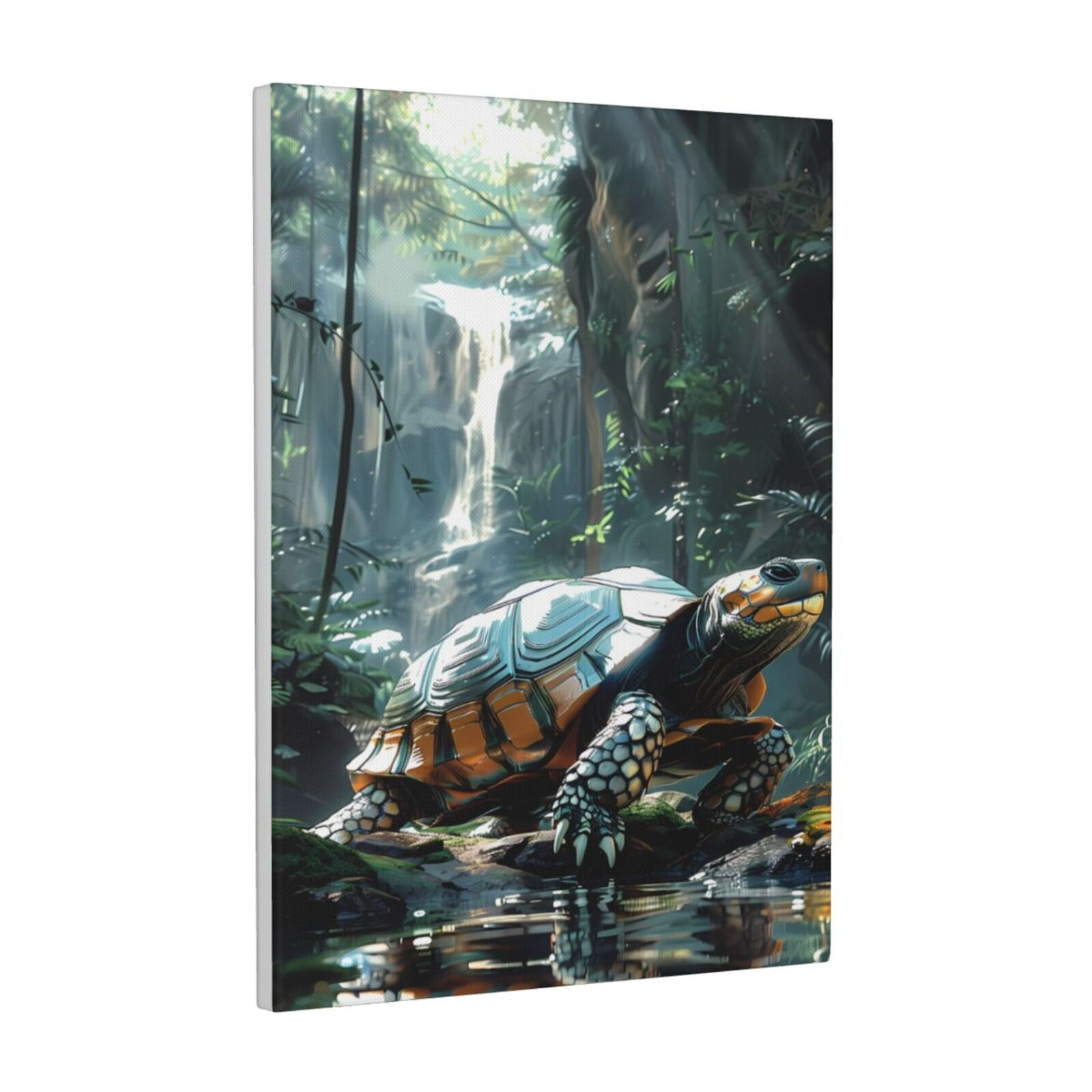 Luyuia Turtle In Jungle Waterfall Print Canvas Wall Art - Waterproof HD ...
