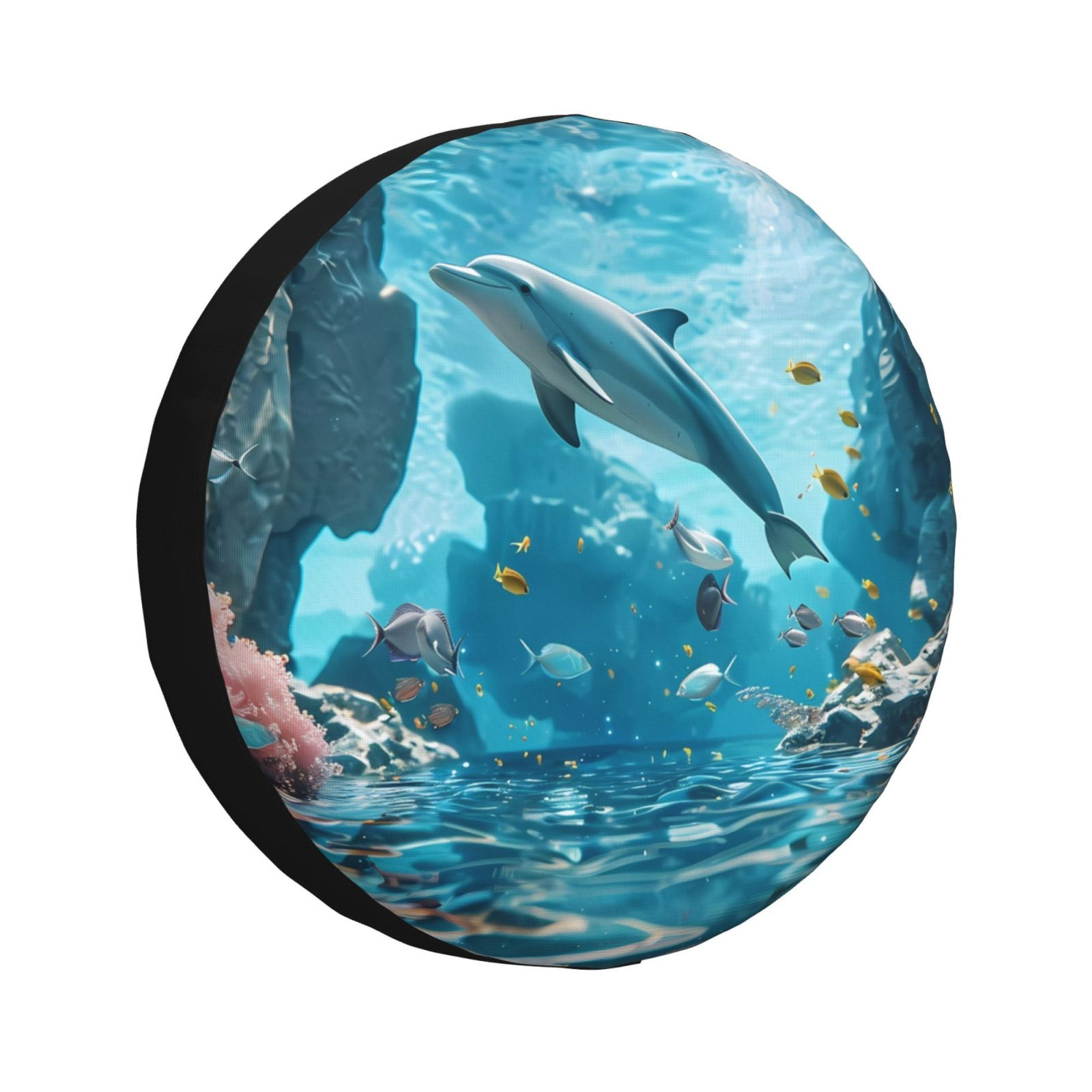 Luyuia Underwater Dolphin Scene Print Waterproof Leather Tire Cover ...