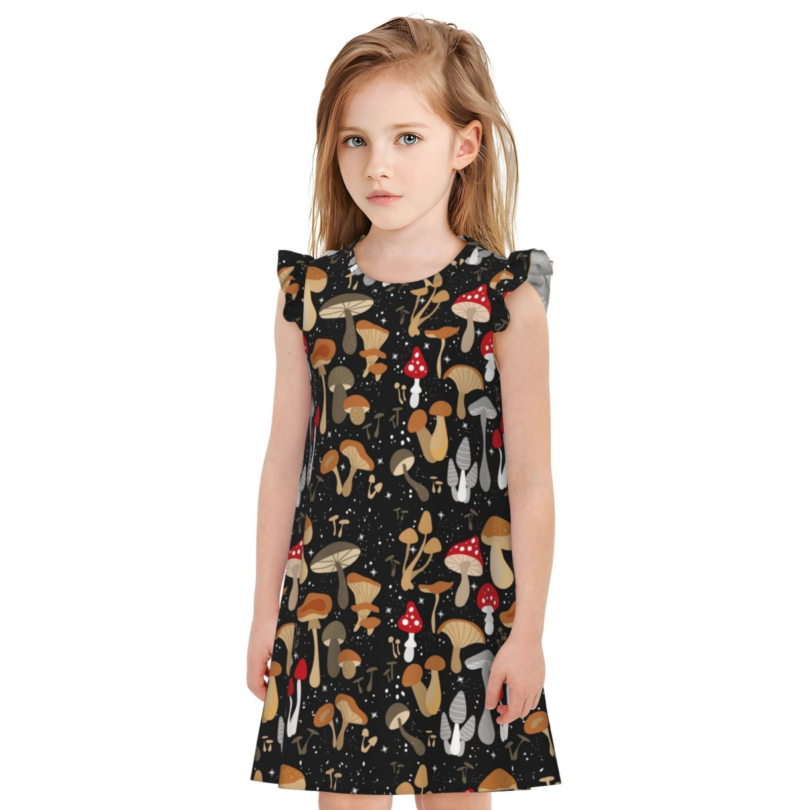 Luyuia Various Mushrooms Print Girls' Princess Nightgown, Flutter ...