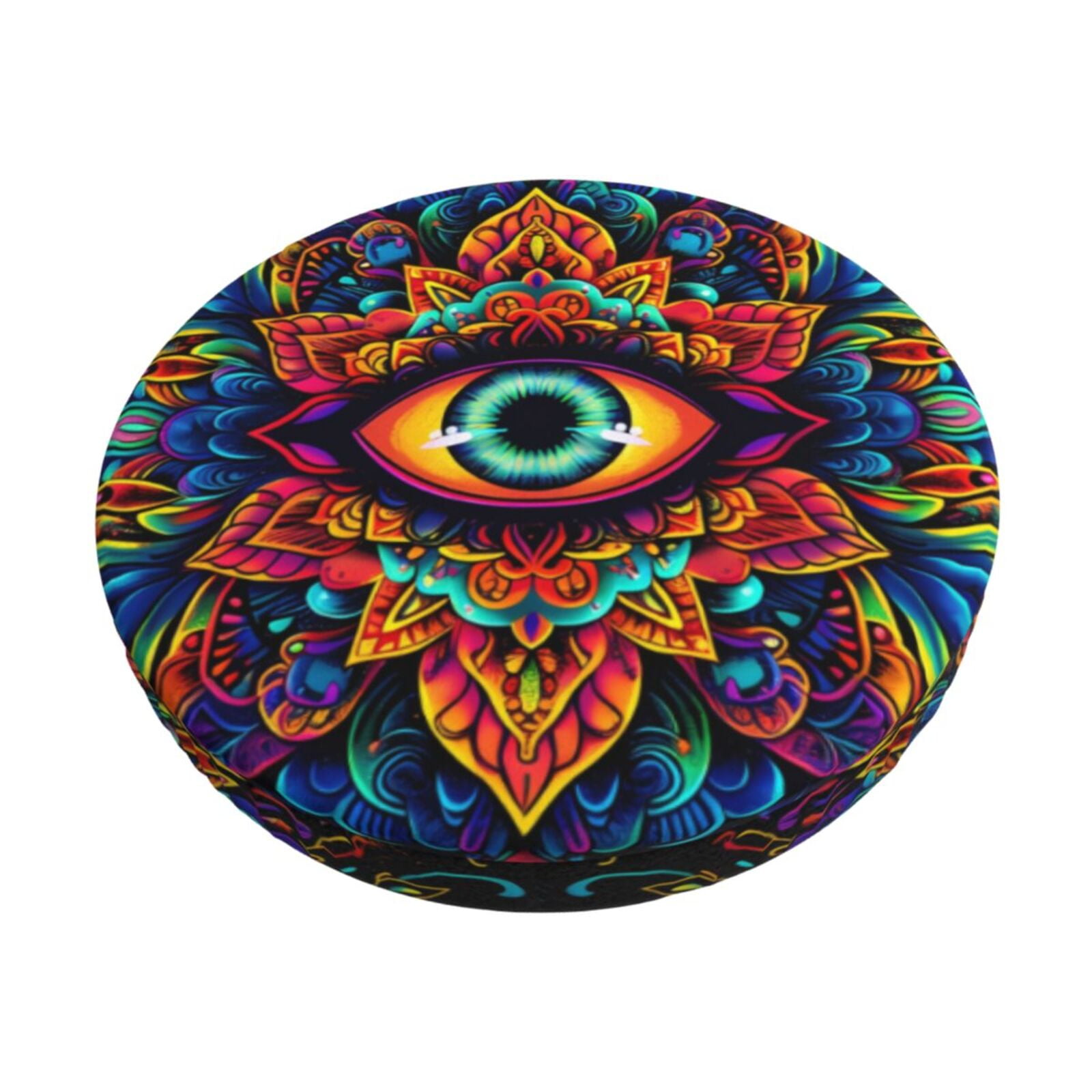 Luyuia Vibrant Psychedelic Eye Print Bar Stool Cover Cushion, Round ...