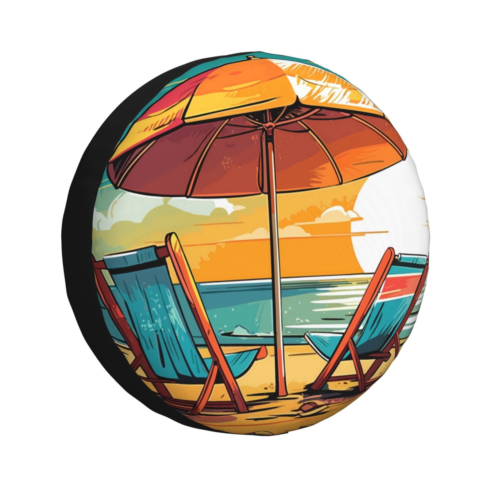 Luyuia Vintage Beach Sunset Print Waterproof Leather Tire Cover ...