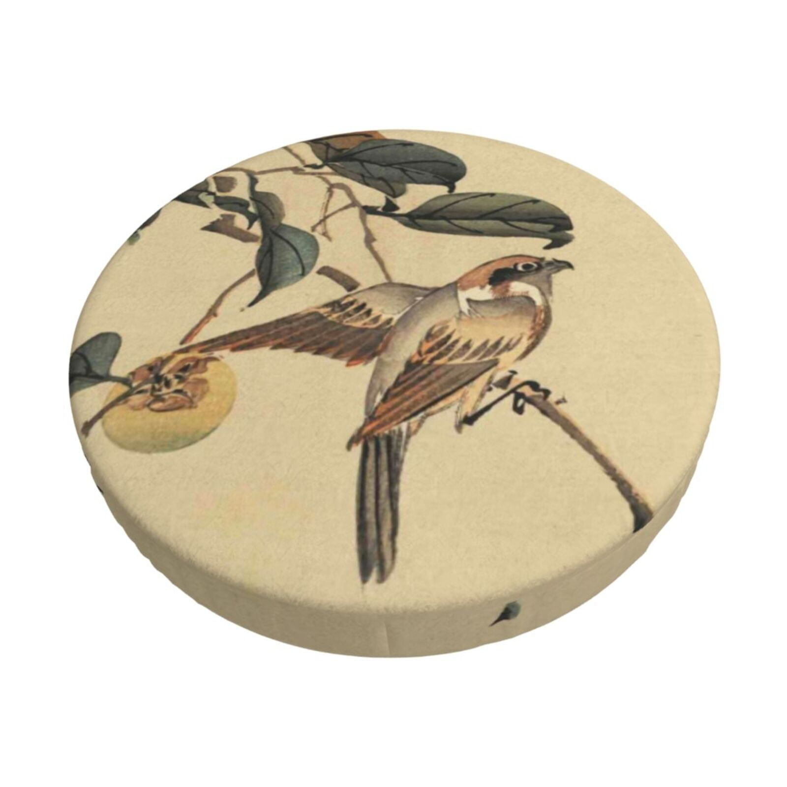 Luyuia Vintage Bird Print Bar Stool Cover Cushion, Round Seat Cushion ...