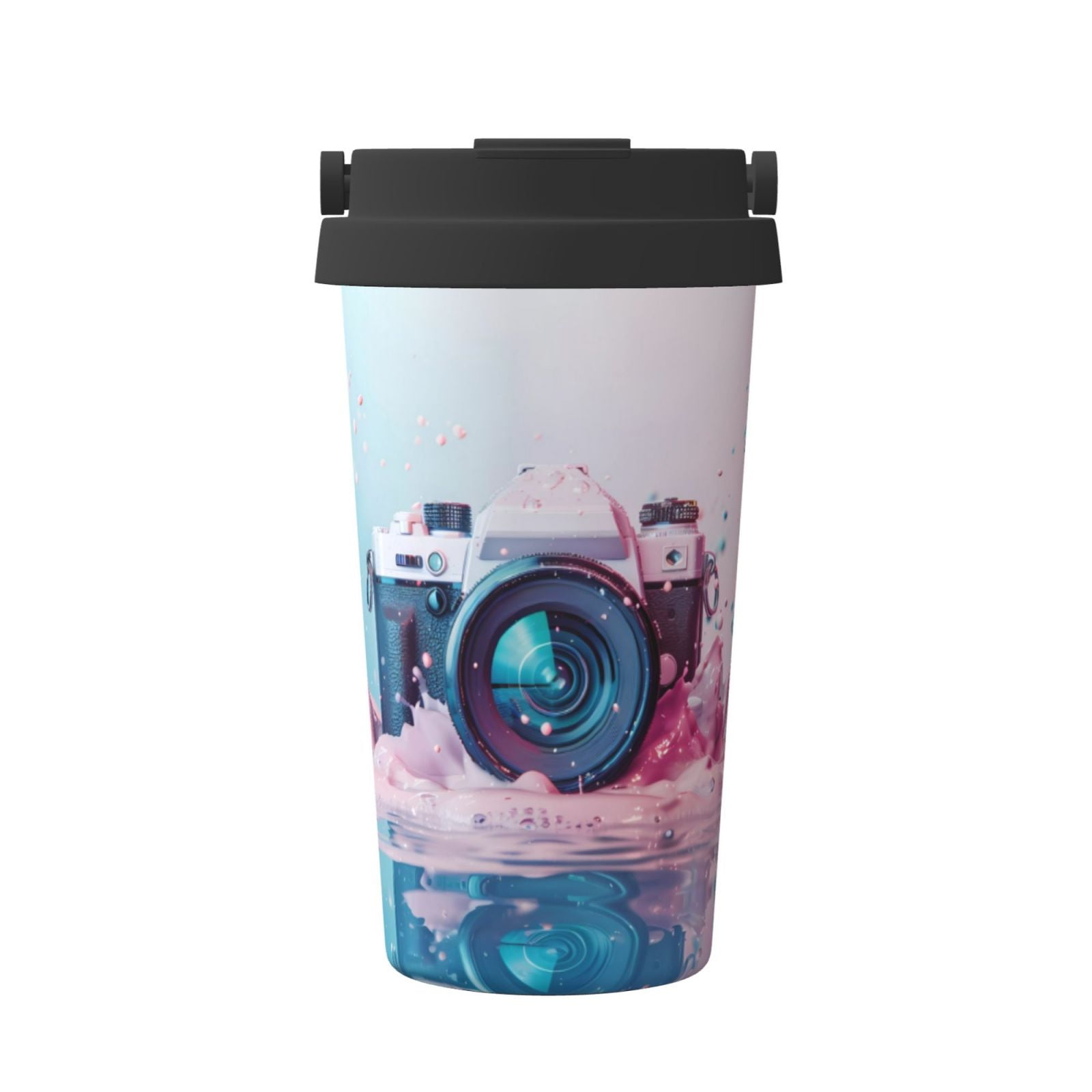 Luyuia Vintage Camera Splash Art Print Travel Coffee Mug, Leak-Proof ...
