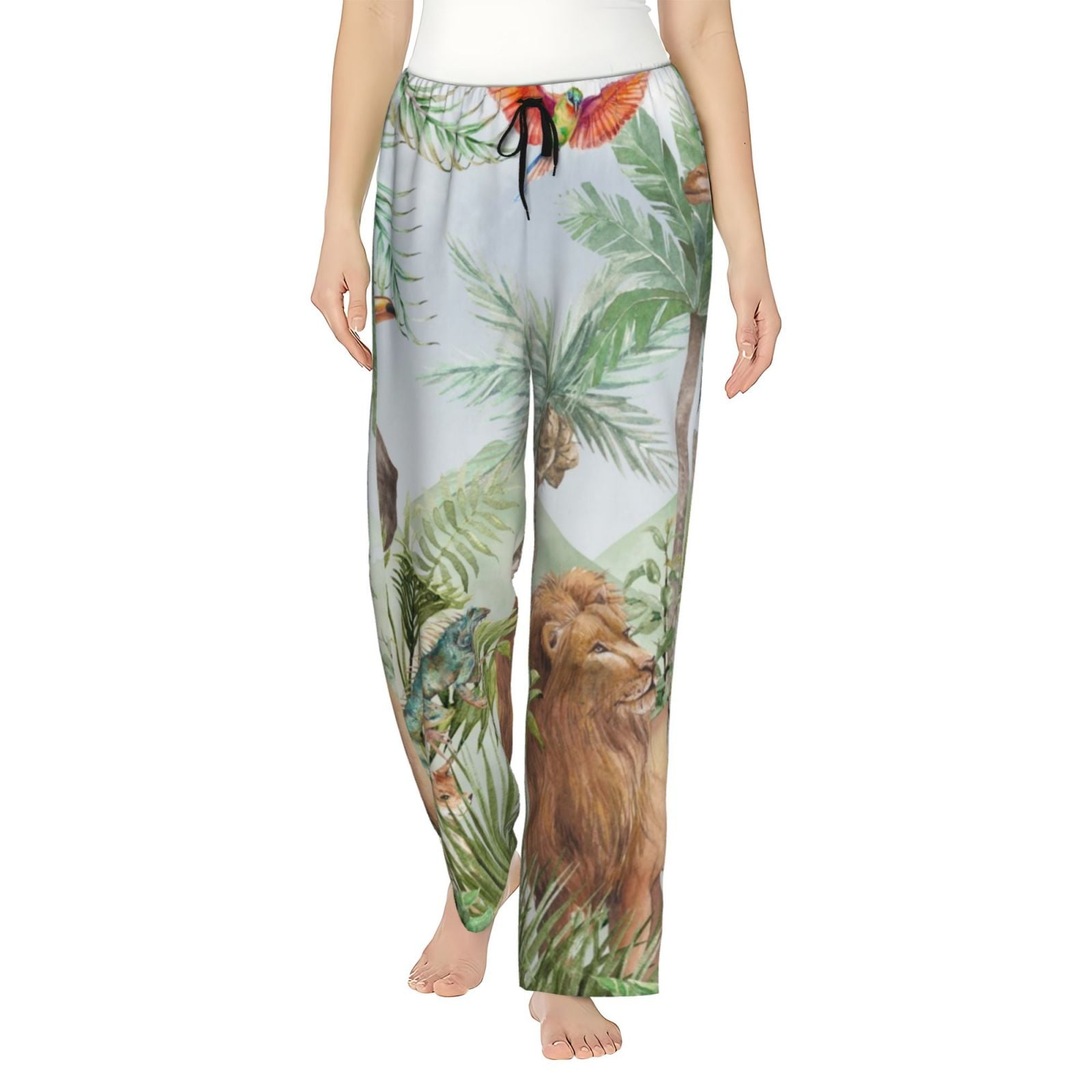 Luyuia Watercolor African Animals Wildlife Print Women's Straight-Leg ...