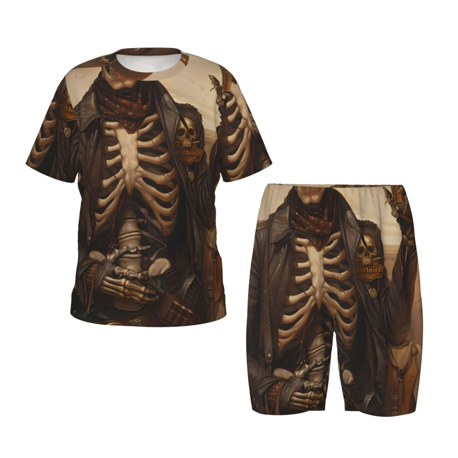 Luyuia Western Skull Cowboy Print Girls' 2-Piece Tie-Dye Pajama Set ...