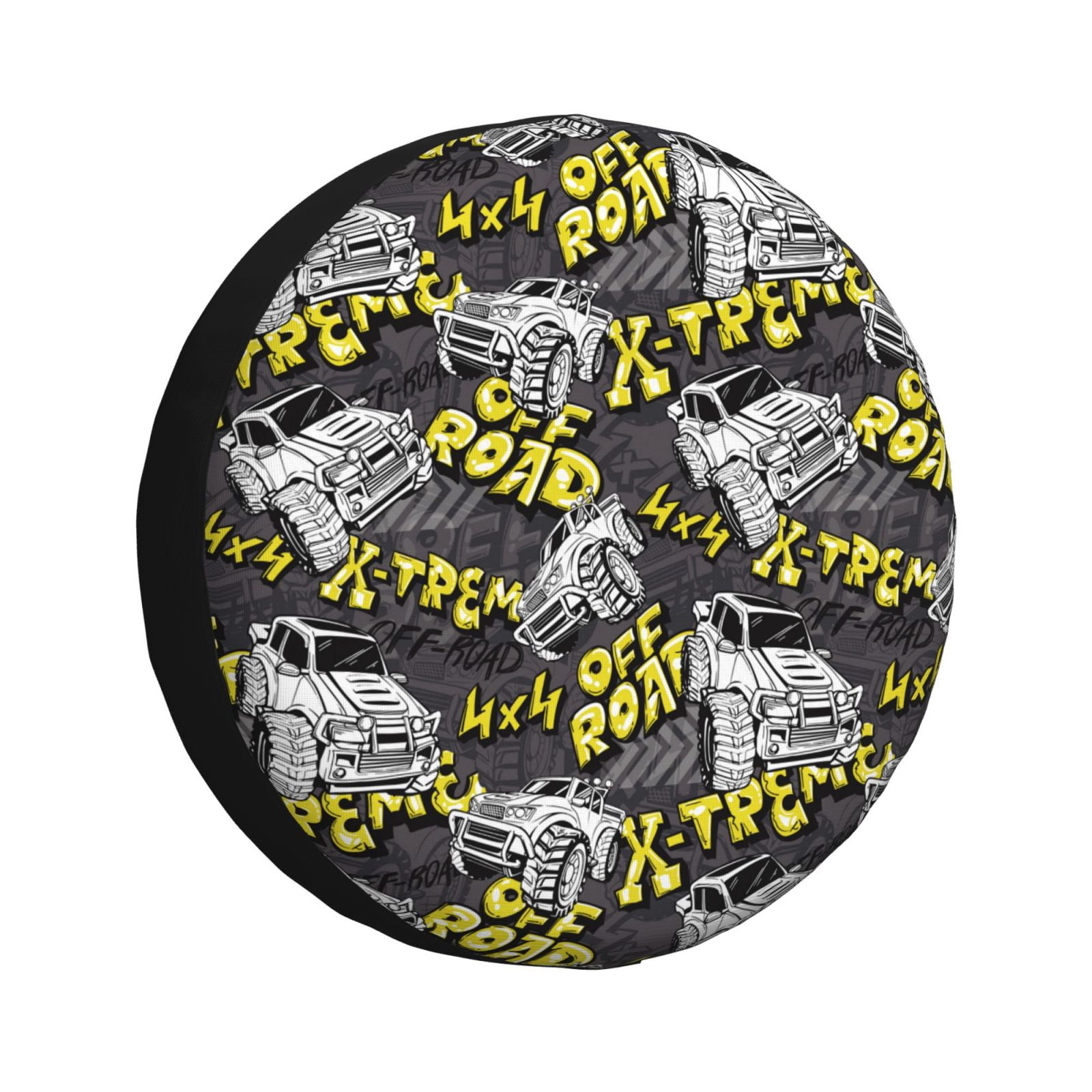 Luyuia White Retro Off-Road Vehicle Print Waterproof Leather Tire Cover ...