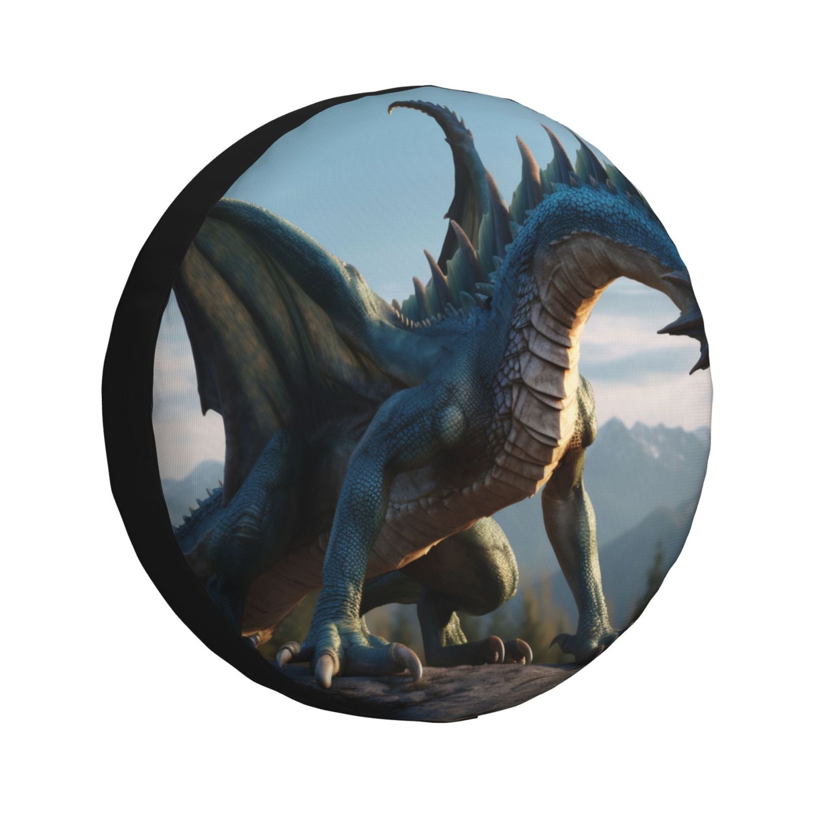 Luyuia Wild Blue Cool Dragon Print Waterproof Leather Tire Cover ...