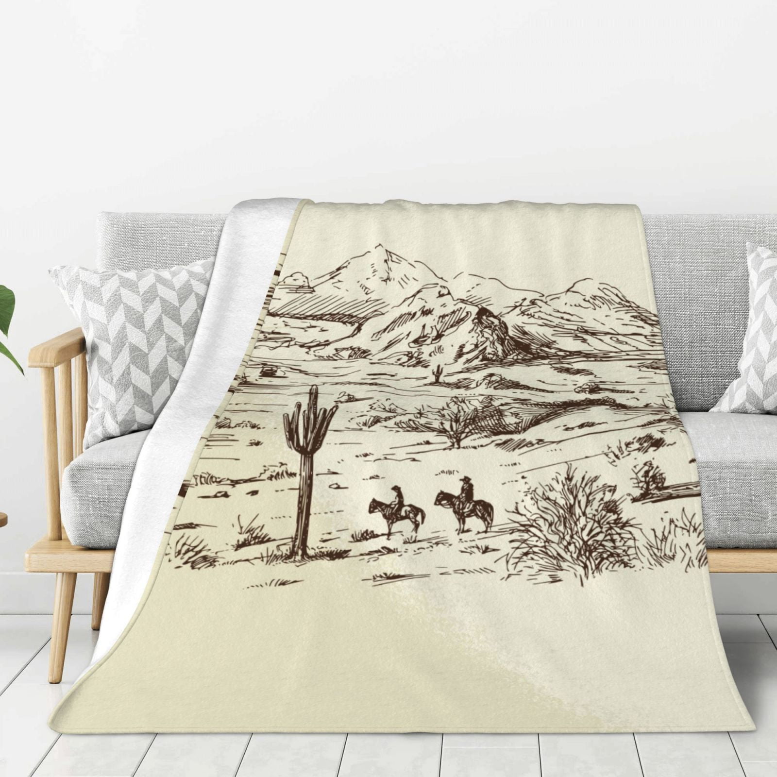 Luyuia Wild West Desert With Cowboys Pattern Soft Throw Blanket Flannel ...