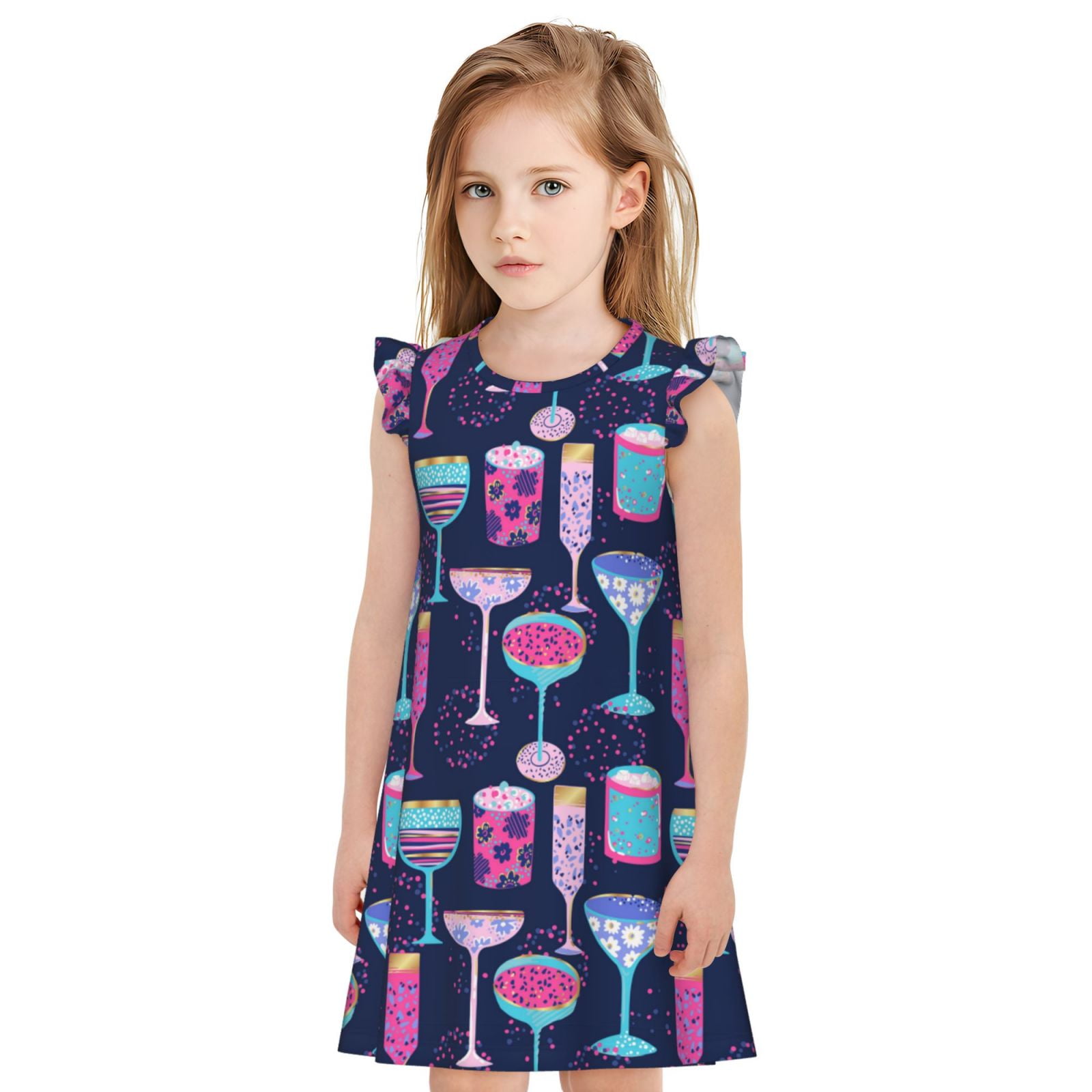 Luyuia Wine Glasses And Cocktails Print Girls' Princess Nightgown ...