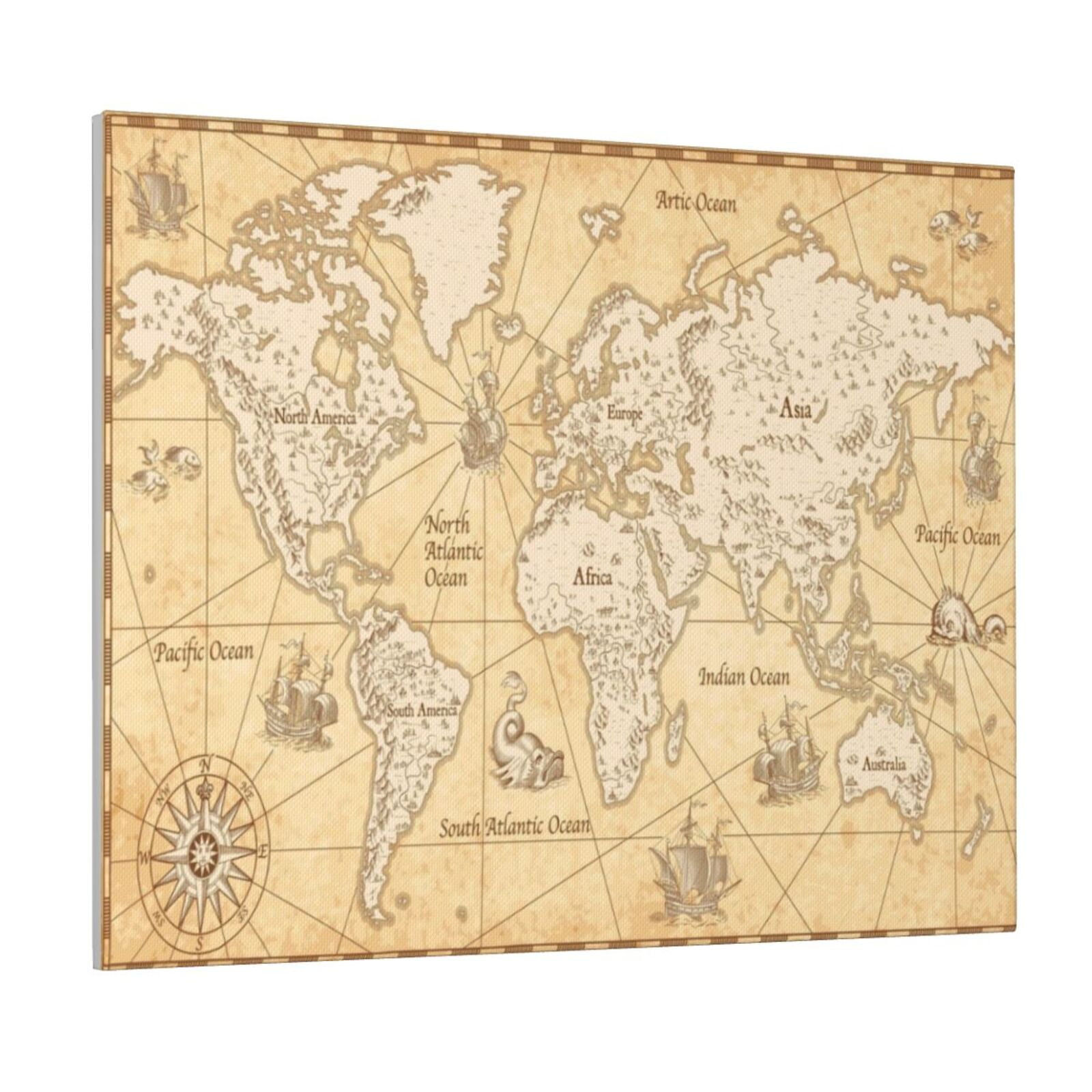 Luyuia World Map Print Canvas Wall Art Print Paintings Modern Artwork ...