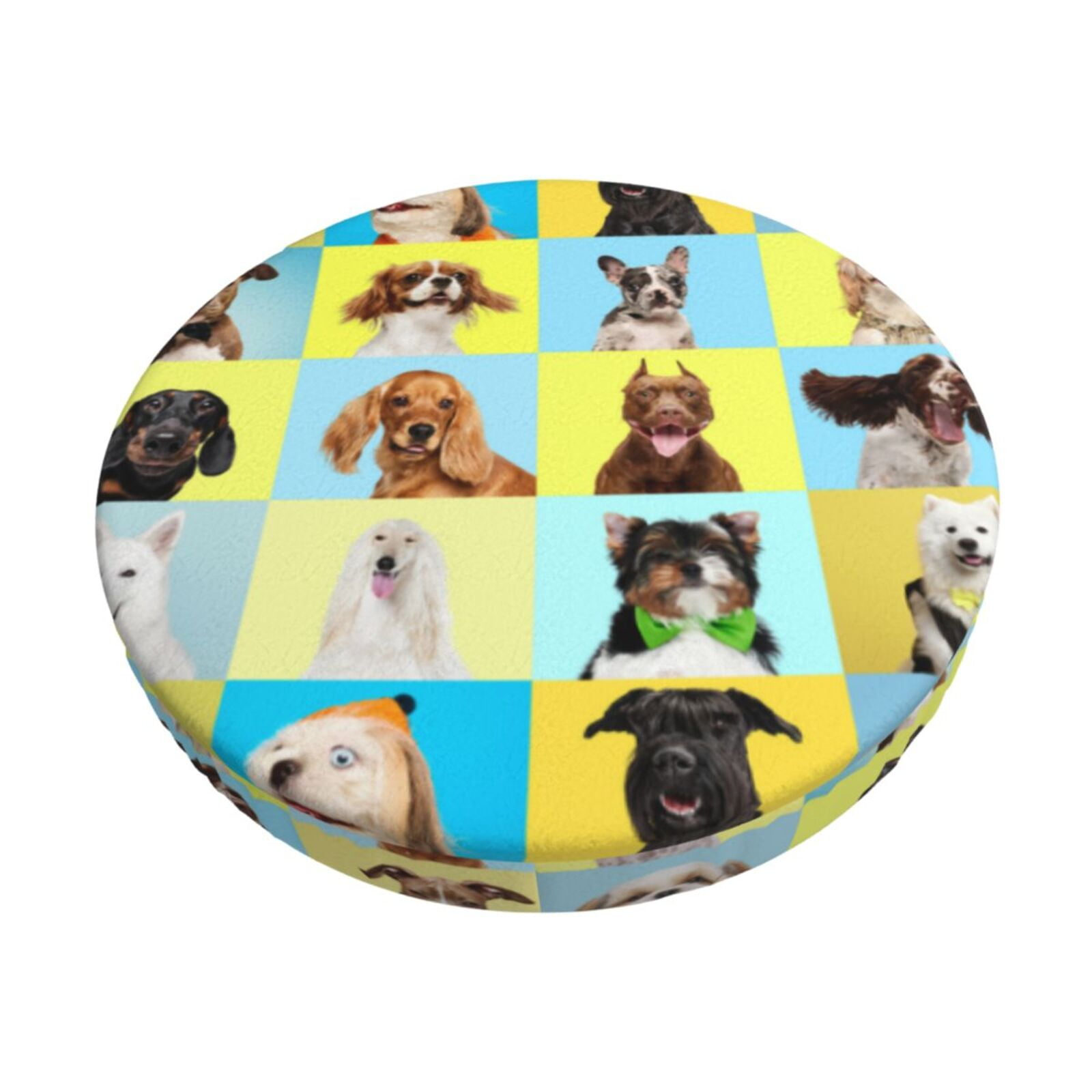 Luyuia arious dog breeds Print Bar Stool Cover Cushion, Round Seat ...