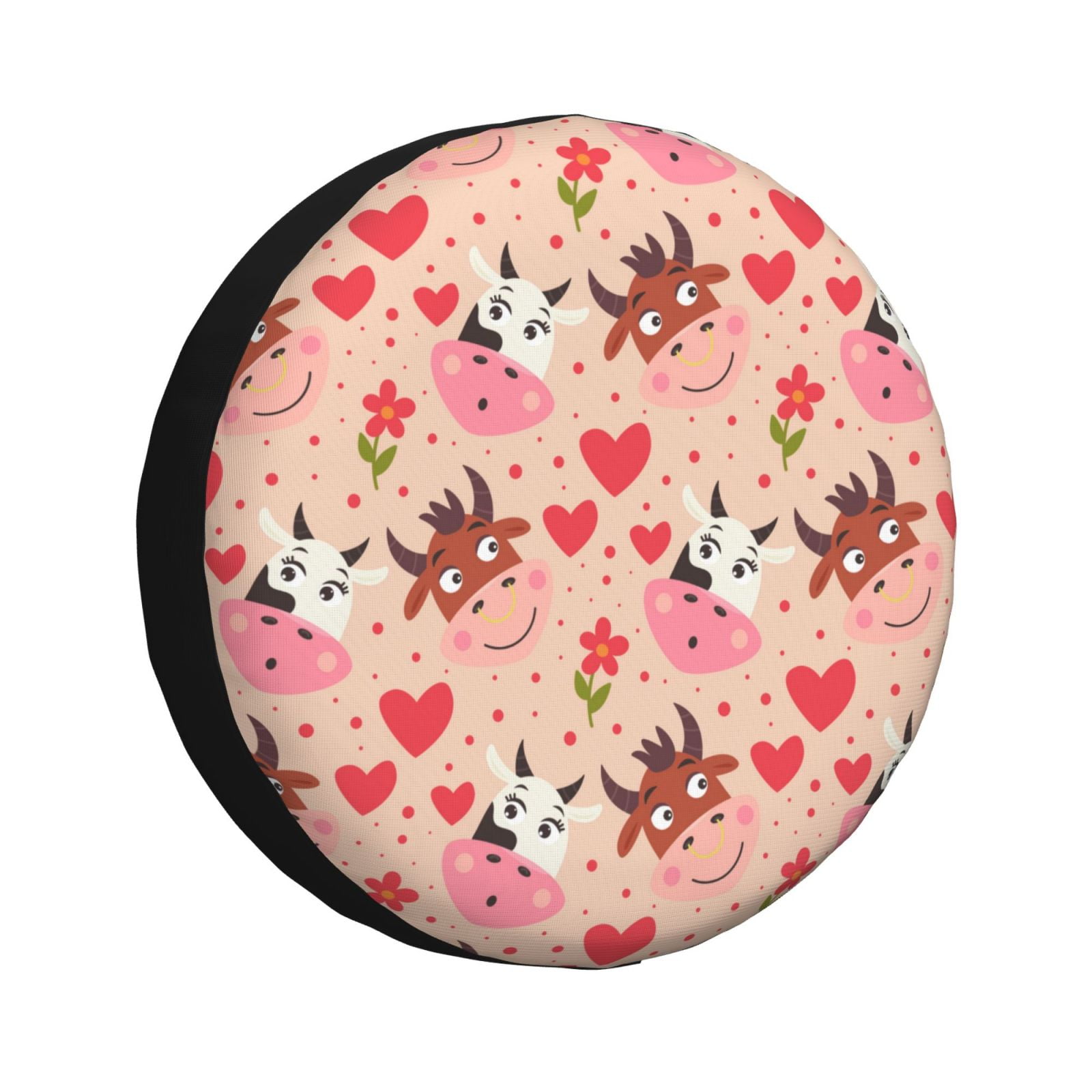 Luyuia cow bull with flower and heart Print Waterproof Leather Tire ...