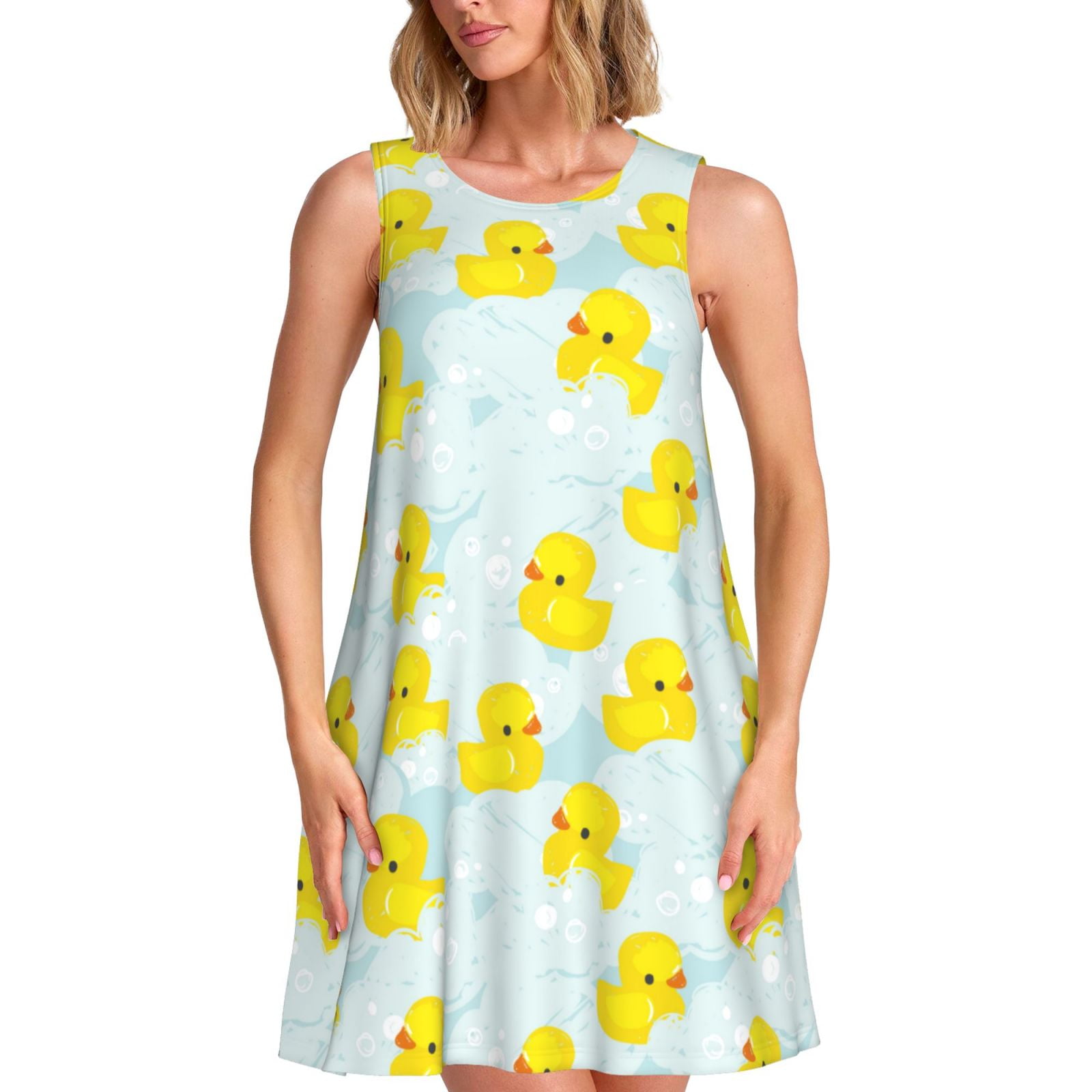 Luyuia cute rubber duck Print Women's Summer A-Line Sleeveless Boat ...