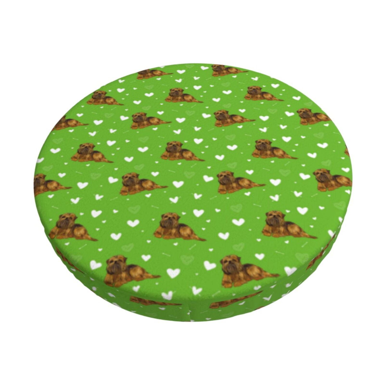 Luyuia dogs on a green background Print Bar Stool Cover Cushion, Round ...