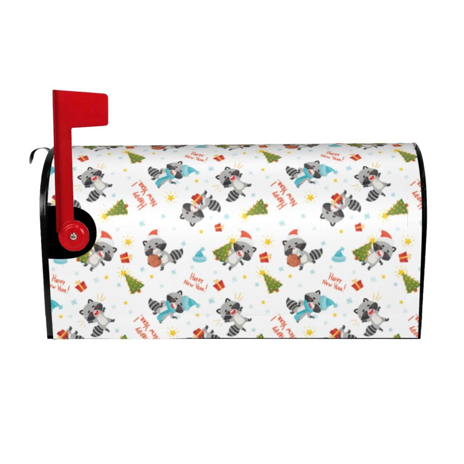 Luyuia happy new year Raccoon Print Magnetic Winter Mailbox Cover ...